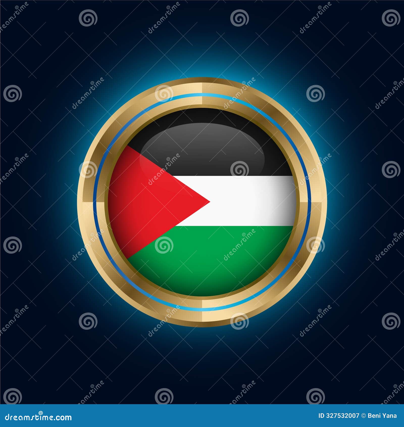 Golden Circle Shaped Illustration of Flag Palestine Stock Illustration ...