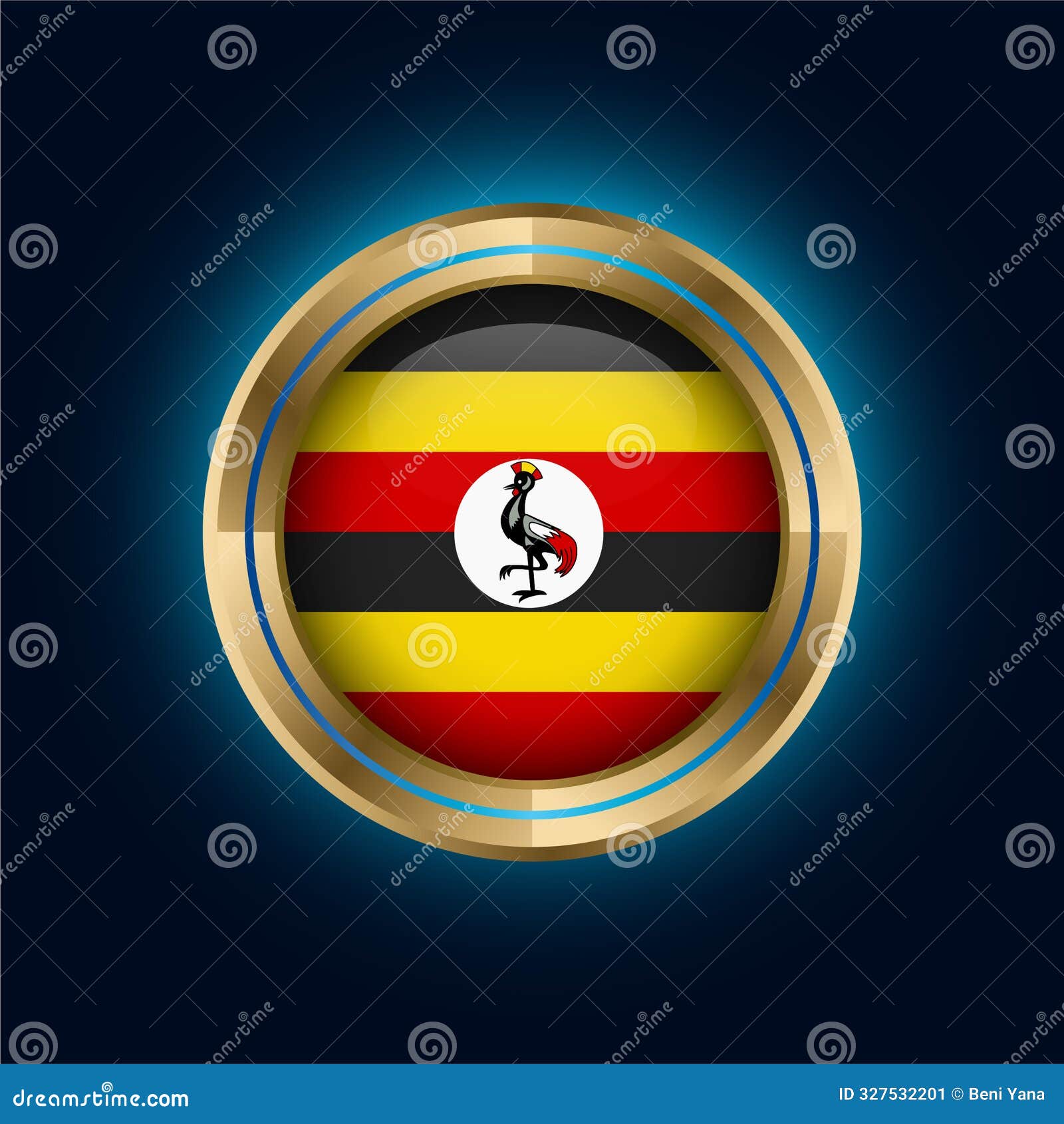 Golden Circle Shaped Illustration of Flag Uganda Stock Illustration ...