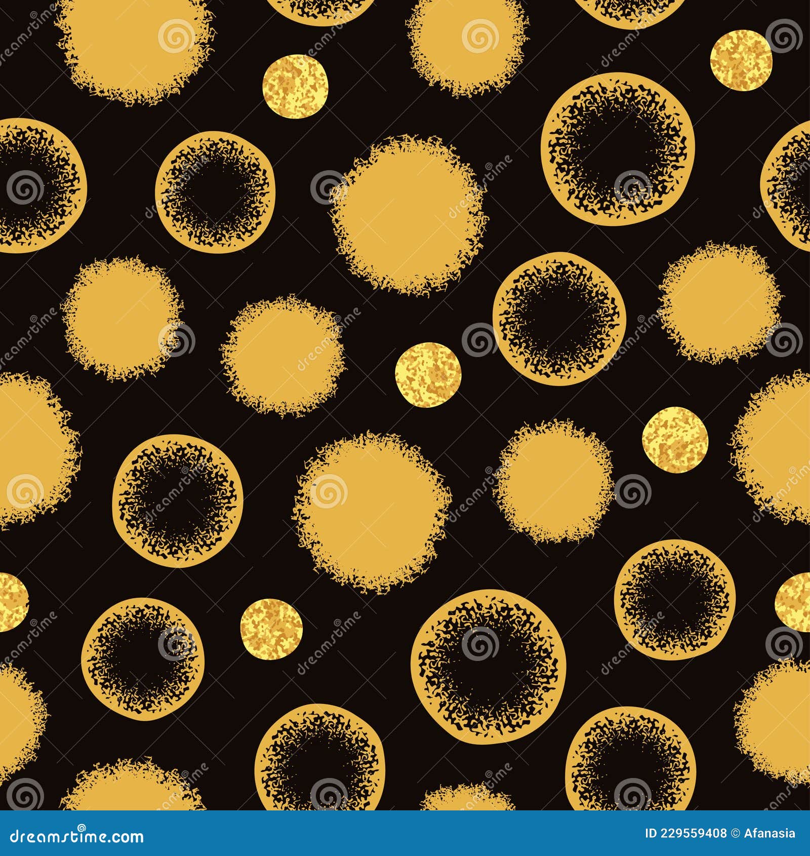 Golden Circles Pattern. Seamless Vector Illustration with Gold Glitter ...