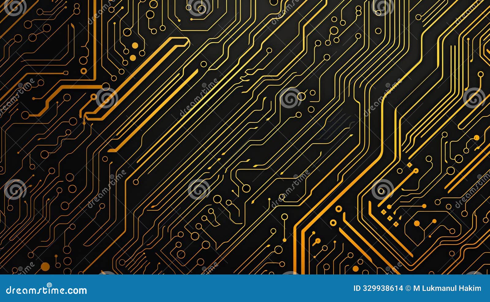 Golden Circuit Board Technology Background. Electronic Motherboard ...
