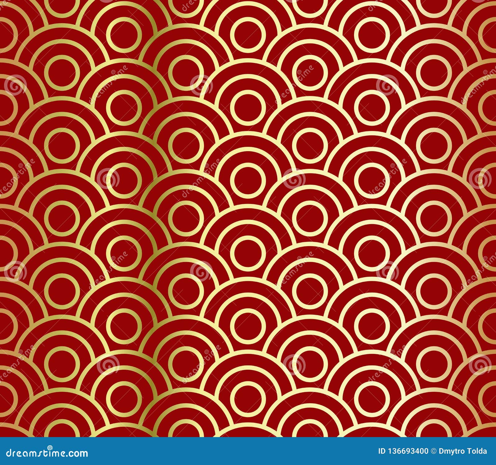 Golden Circular Waves on a Red Background Stock Vector - Illustration ...