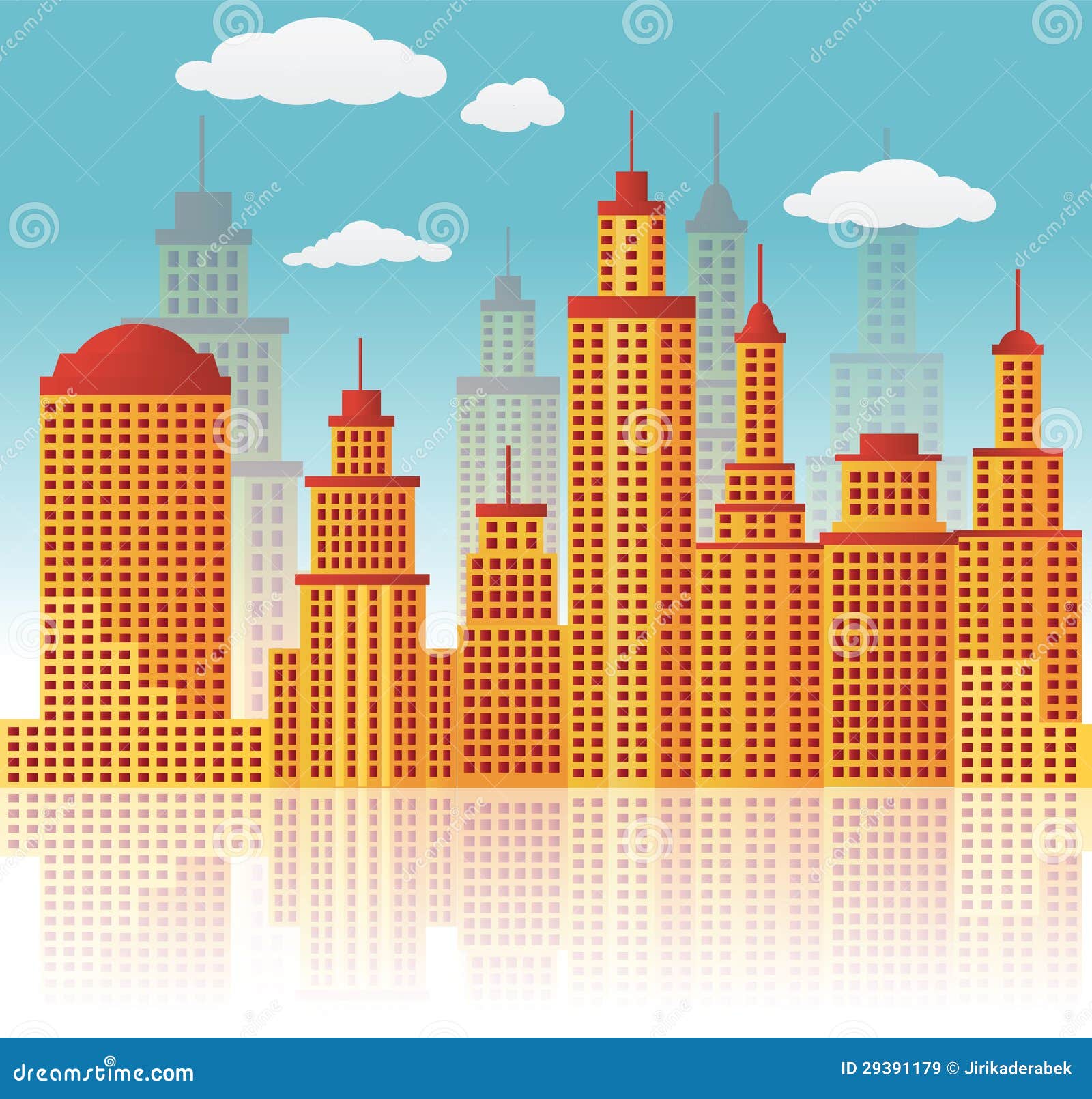 Golden city stock vector. Illustration of abstract, reflection - 29391179