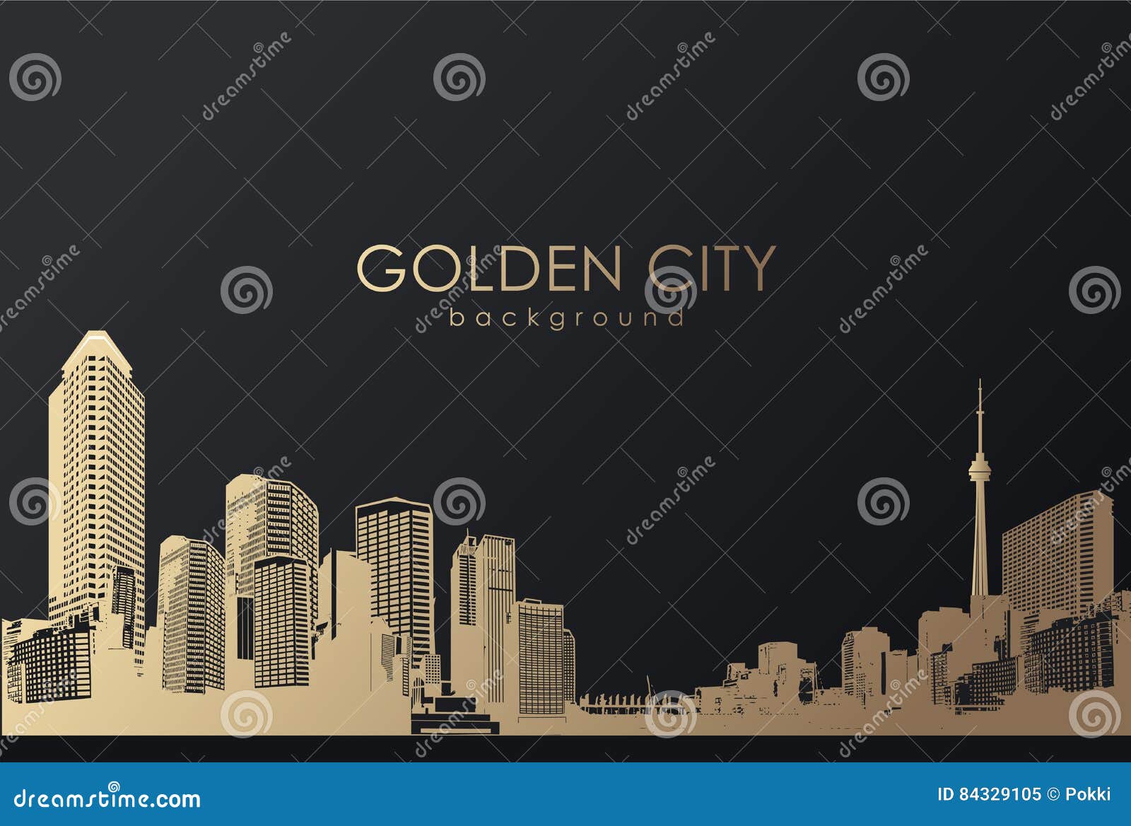 Golden Cityscape with Skyscrapers. Stock Vector - Illustration of ...