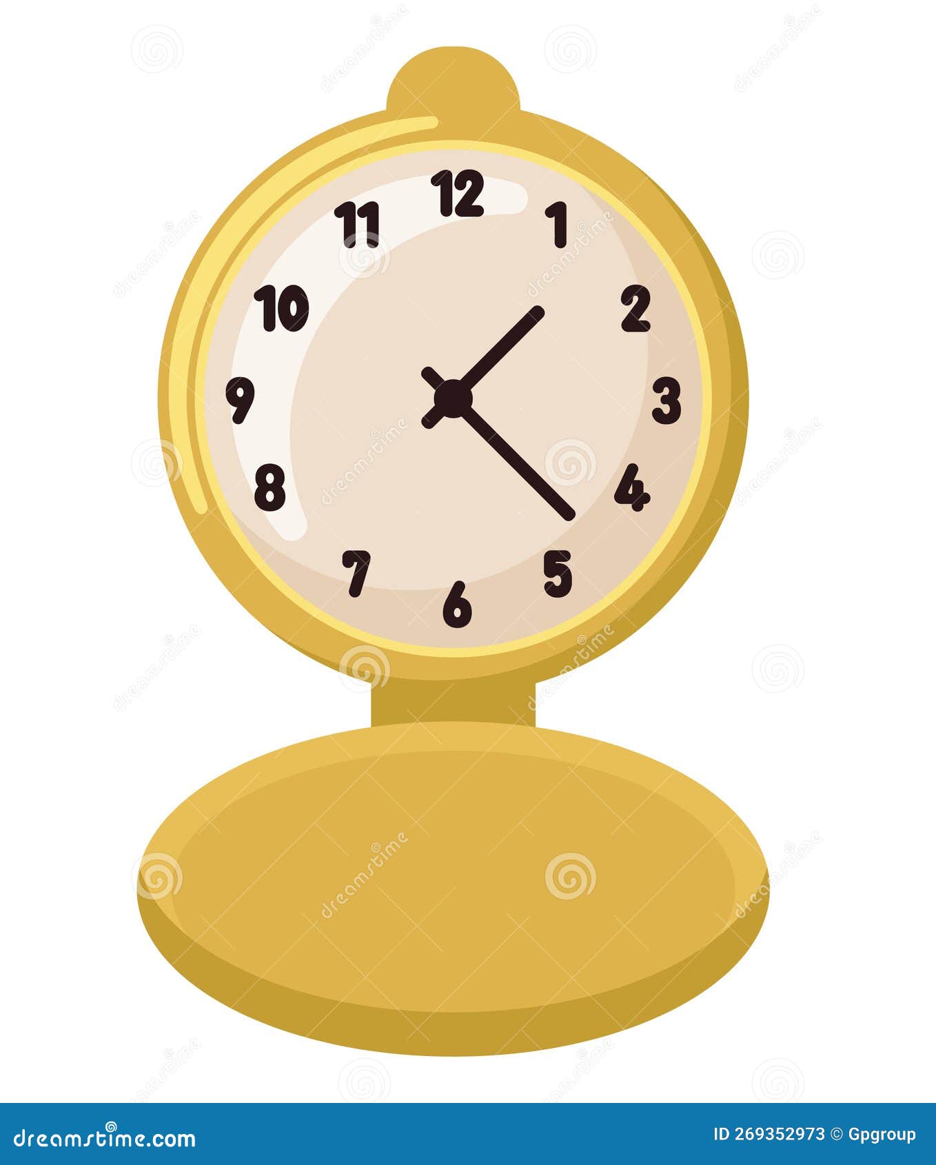 Golden classic clock stock vector. Illustration of arrow - 269352973
