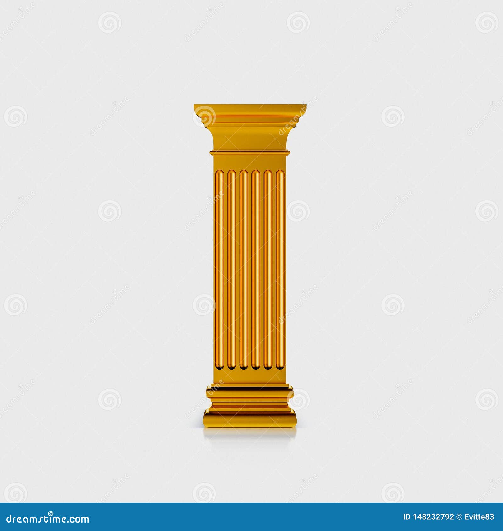 Golden Classic Columns Isolated on White Background. 3D Rendering Model ...