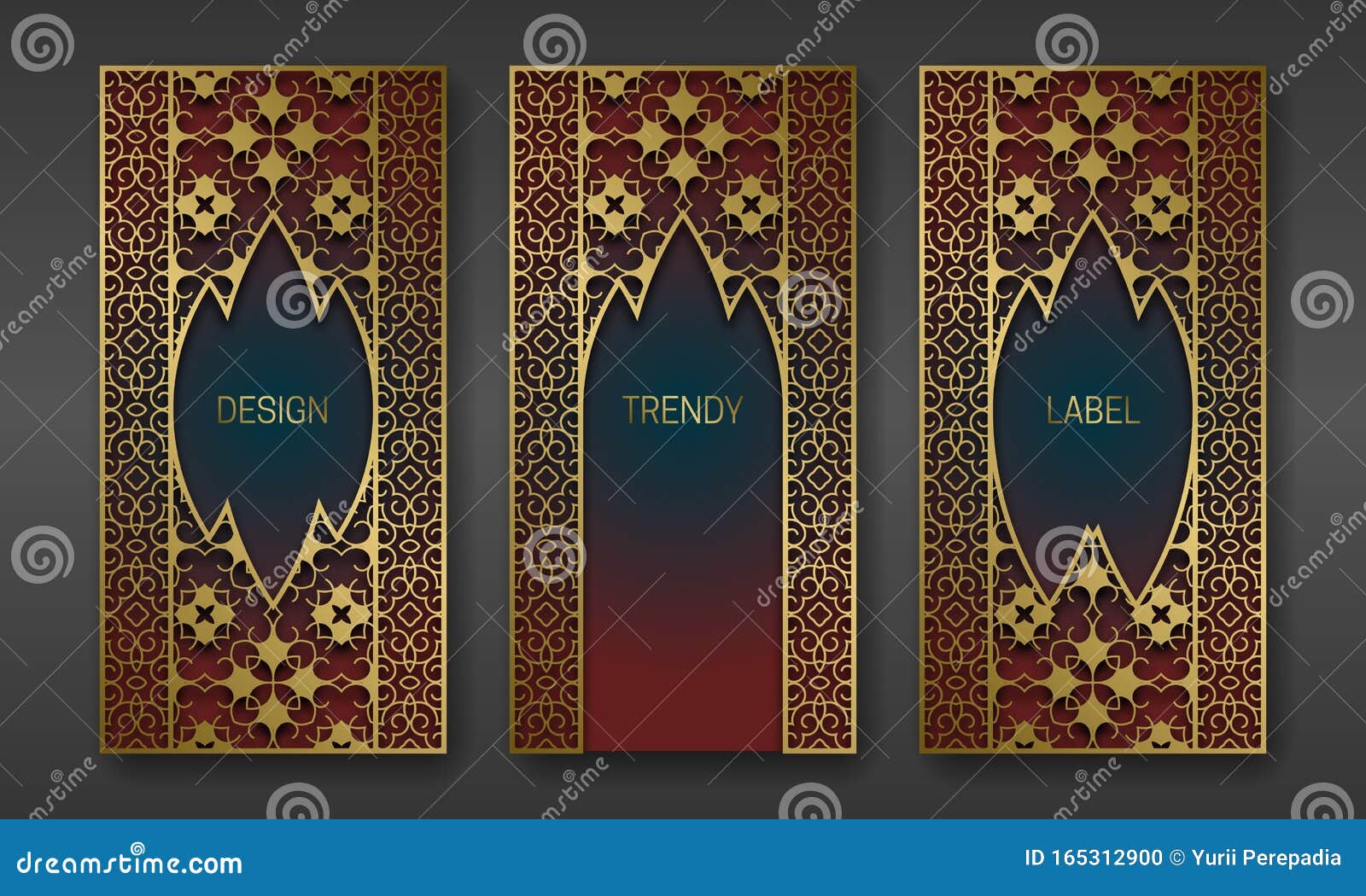 Golden Classic Packaging Design. Set of Labels Templates with Indian ...