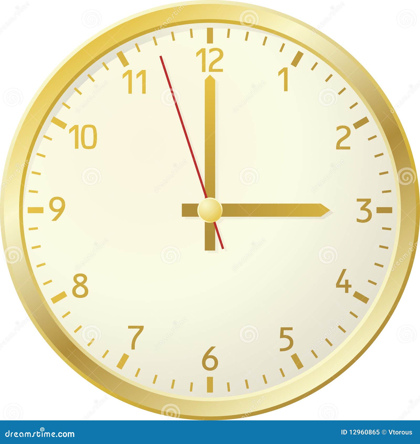 Golden clock. stock vector. Illustration of second, power - 12960865
