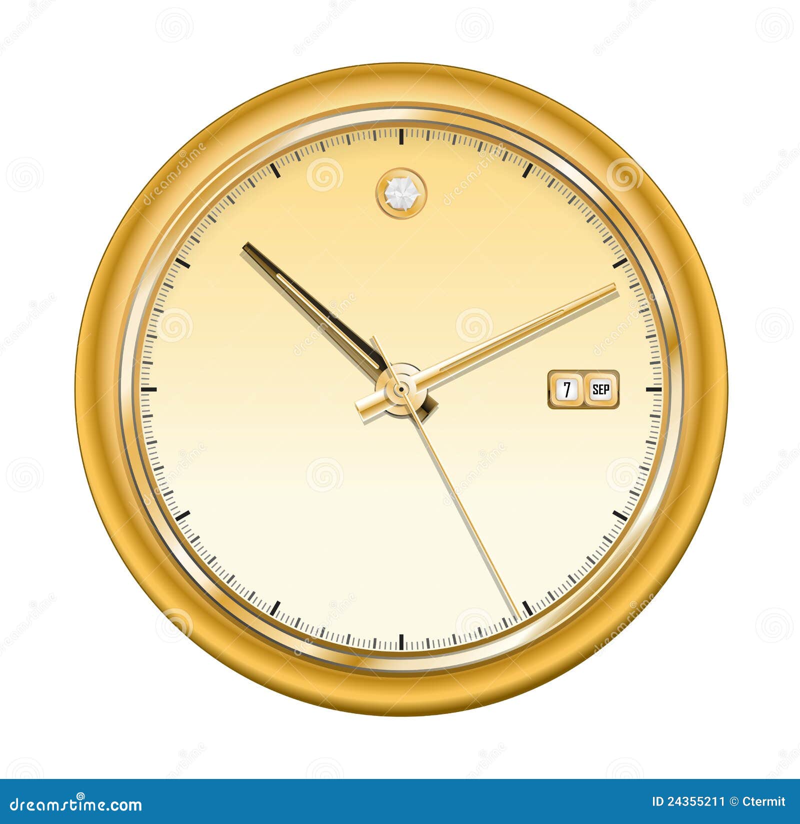 Golden clock stock vector. Illustration of glass, chronometer - 24355211