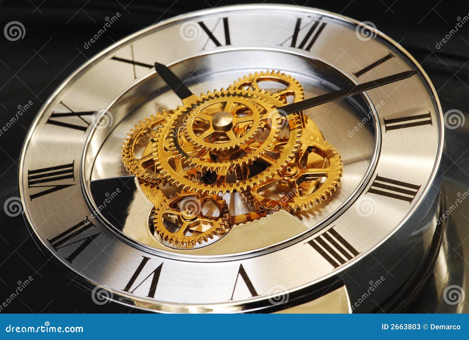 Golden Clock stock image. Image of chrome, gears, shining - 2663803