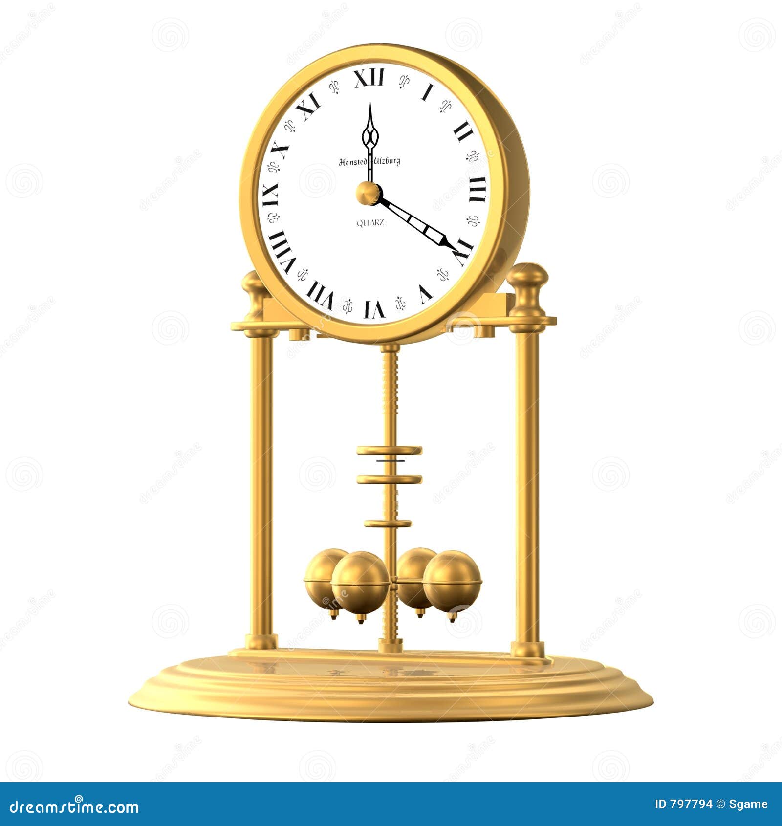 Golden clock stock illustration. Illustration of hands - 797794