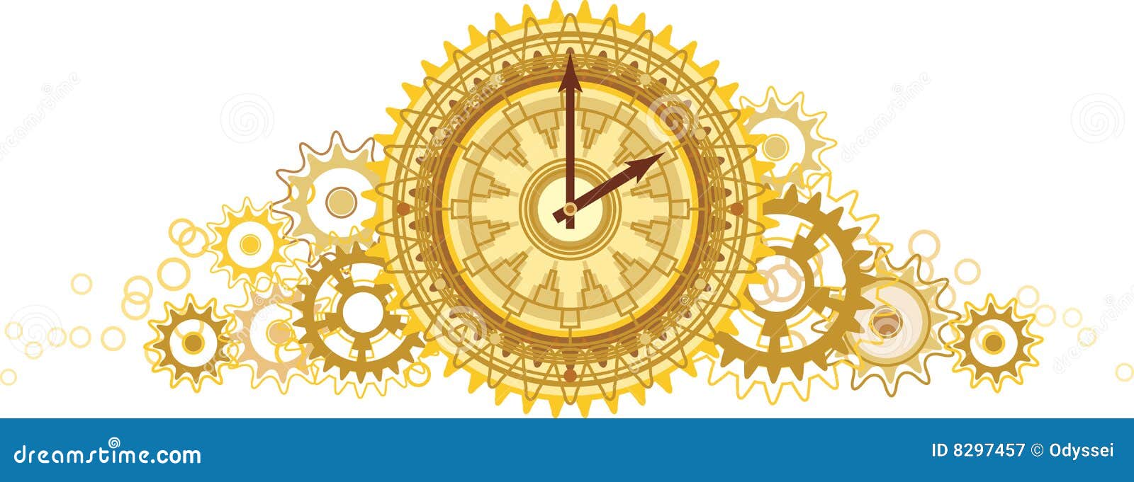 Golden clock stock vector. Illustration of time, gear - 8297457