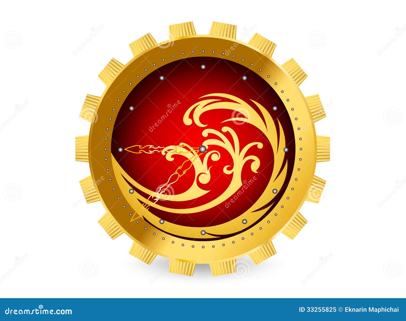 Golden clock stock illustration. Illustration of timepiece - 33255825