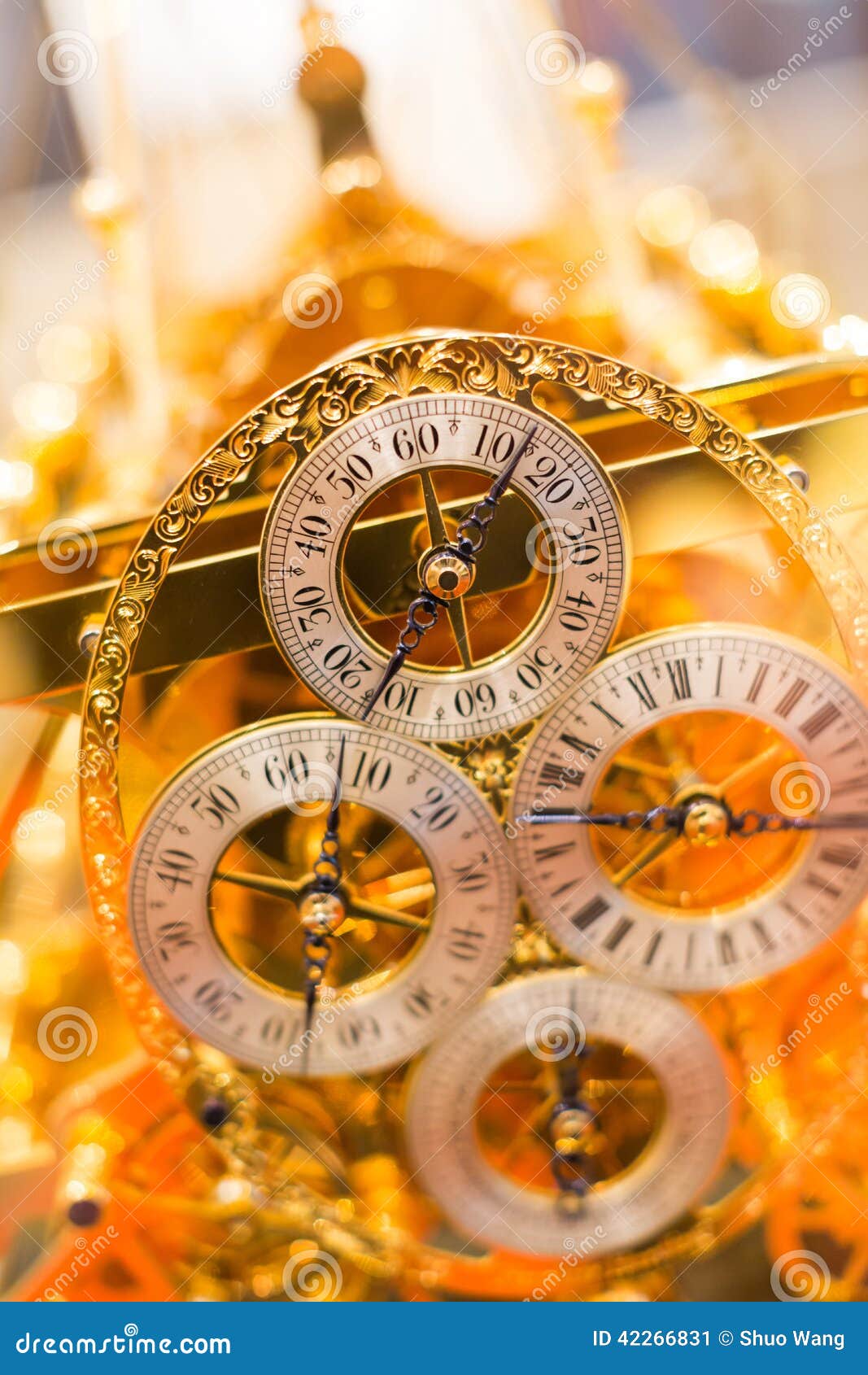 Golden clock stock image. Image of facilities, clock - 42266831