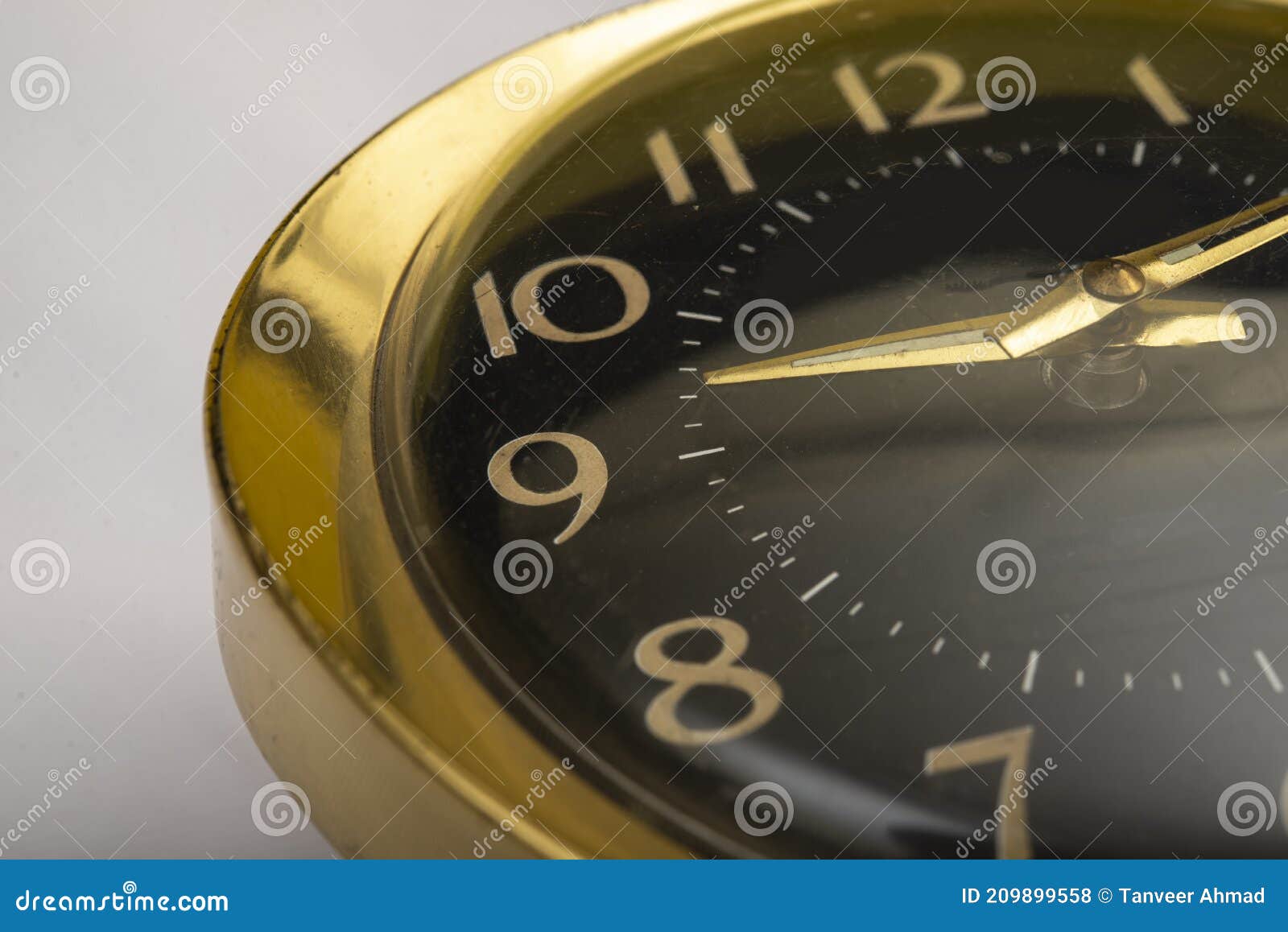 Golden Clock Closeup View - Good Morning Concept Stock Photo - Image of ...
