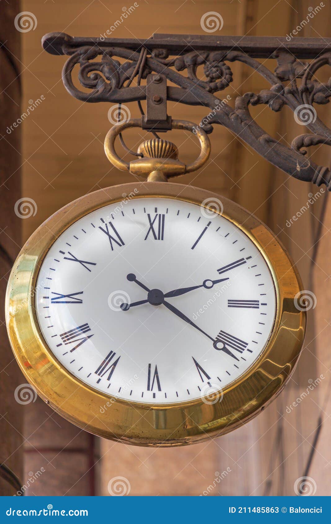 Golden Clock stock image. Image of illuminated, needles - 211485863
