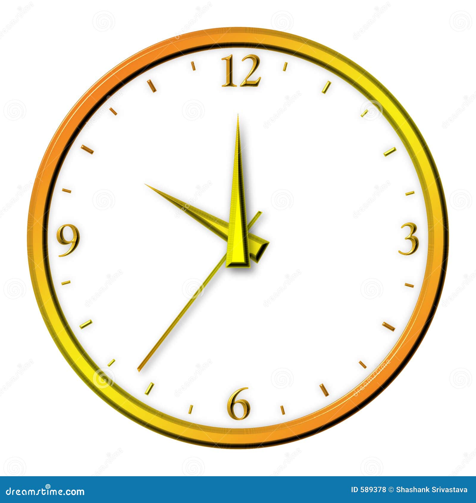Golden Clock - isolated stock illustration. Illustration of numeral ...