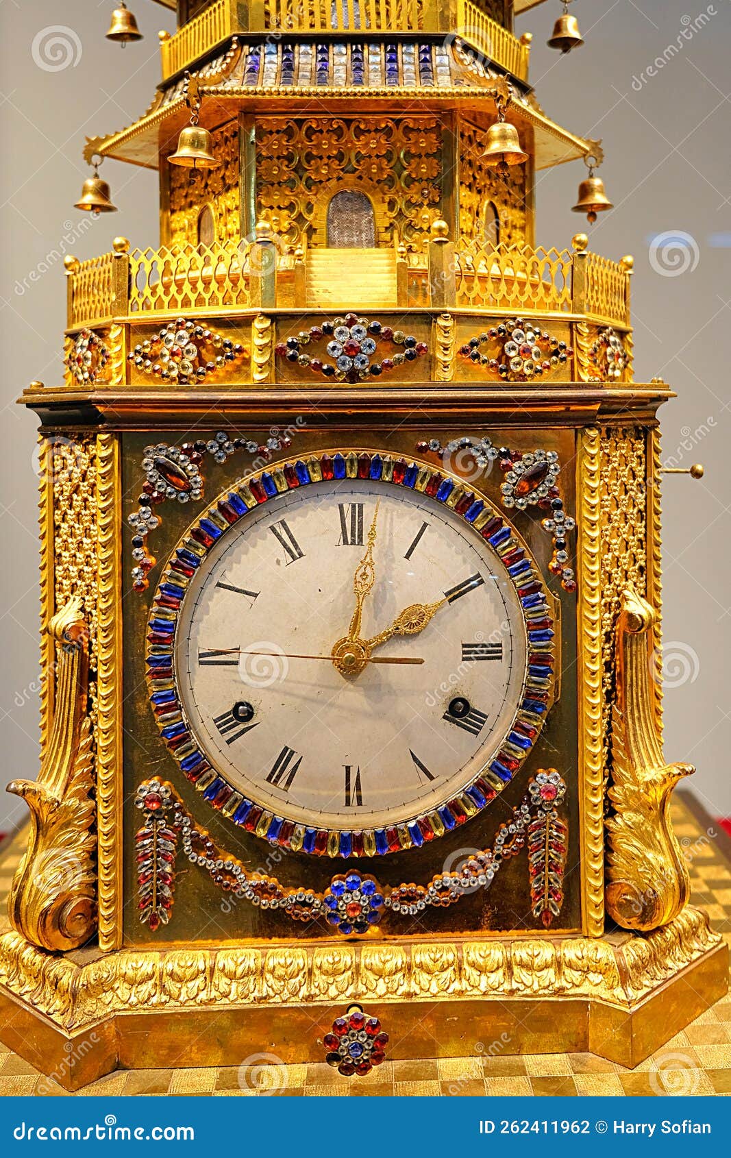 Golden Clock with Lifting Tower at Museum in Beijing, China Editorial ...