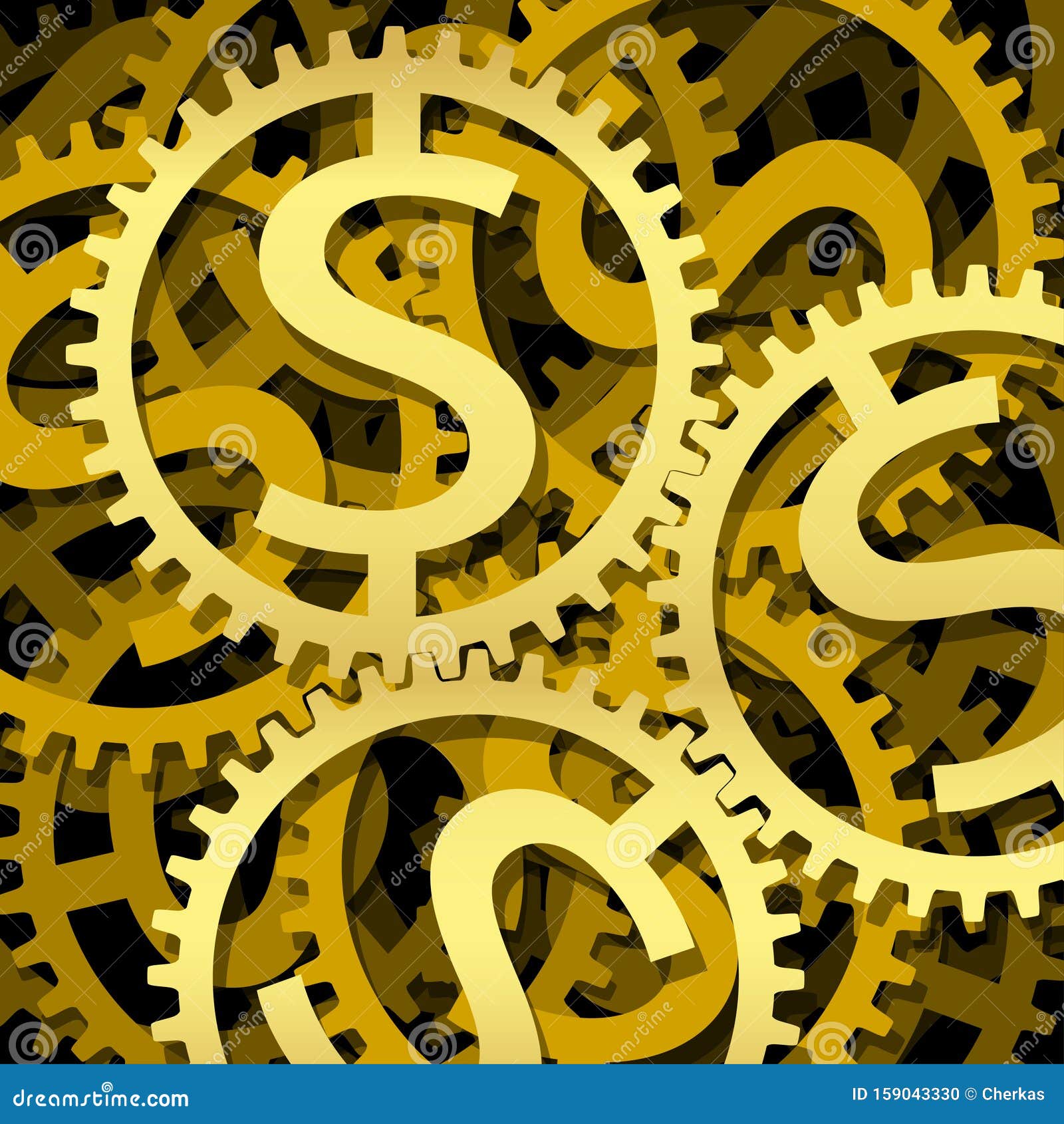 Golden Clockwork Gears Metal Background Stock Photo | CartoonDealer.com ...