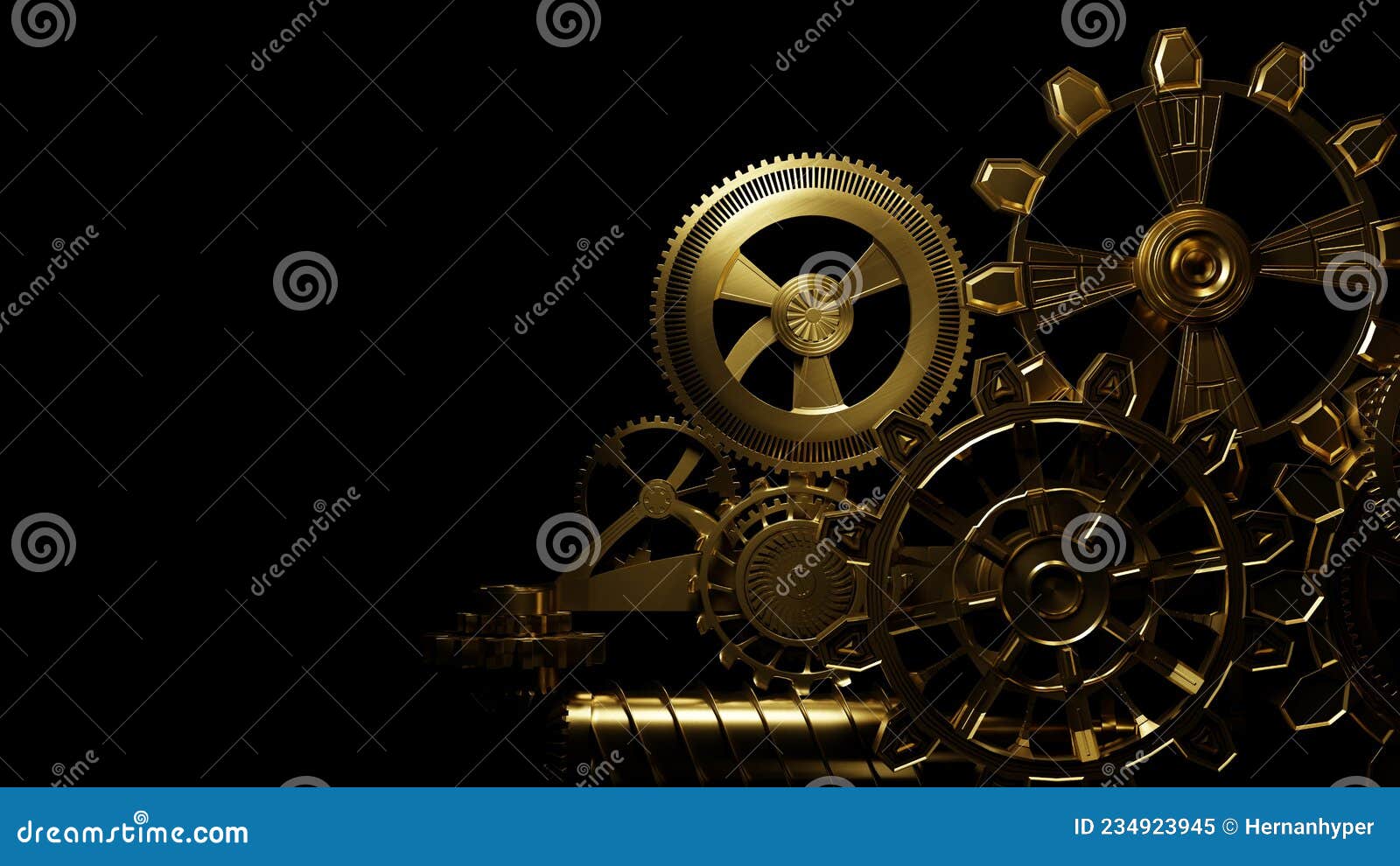 Golden Clockwork Gears Metal Background Stock Photo | CartoonDealer.com ...