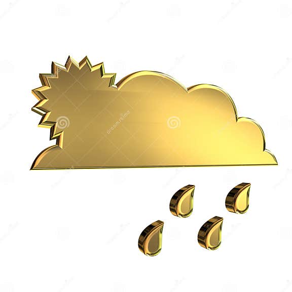 Golden Cloud with Sun Behind and Raindrops Stock Illustration ...