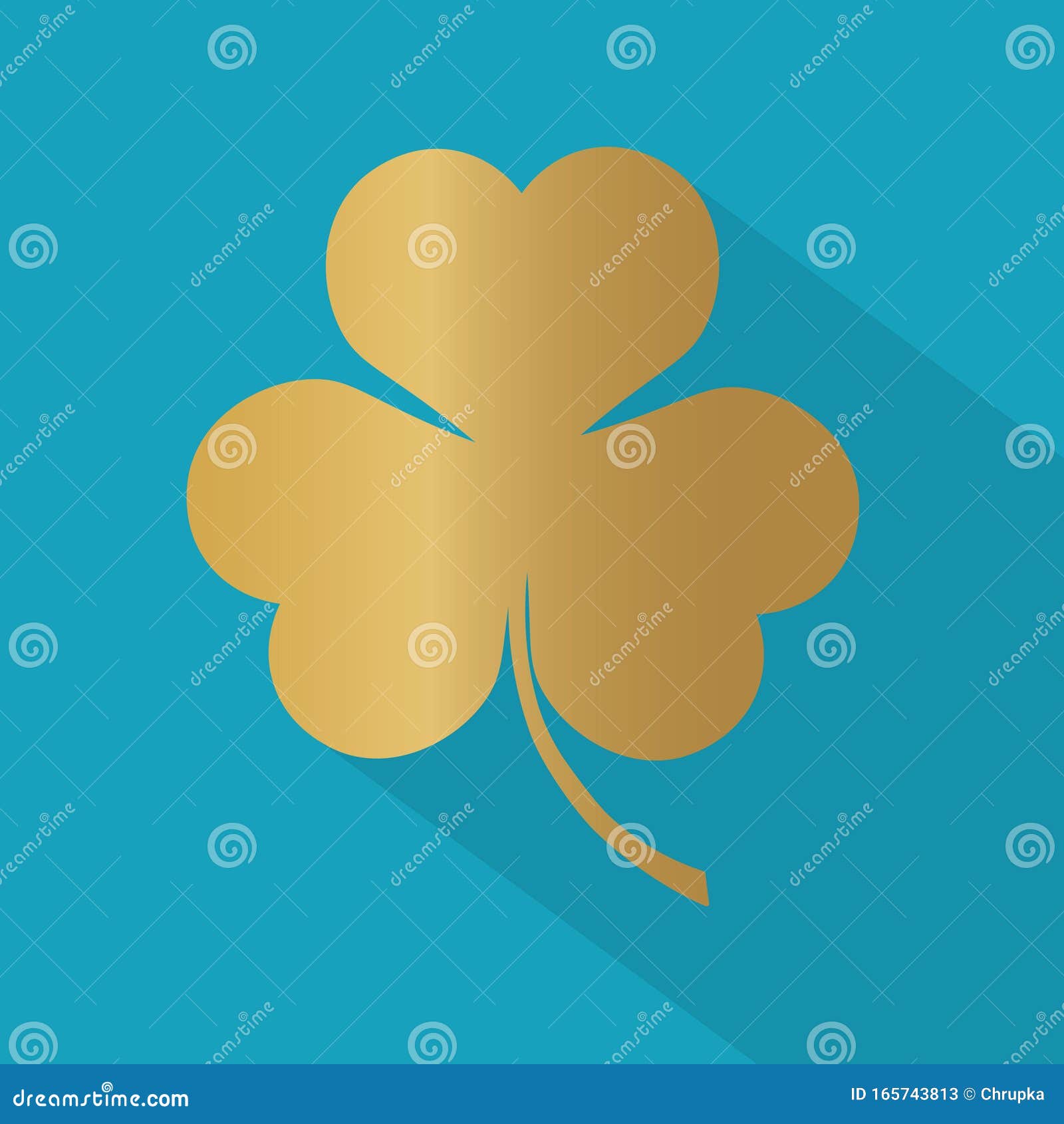 Golden clover leaf icon stock vector. Illustration of field - 165743813