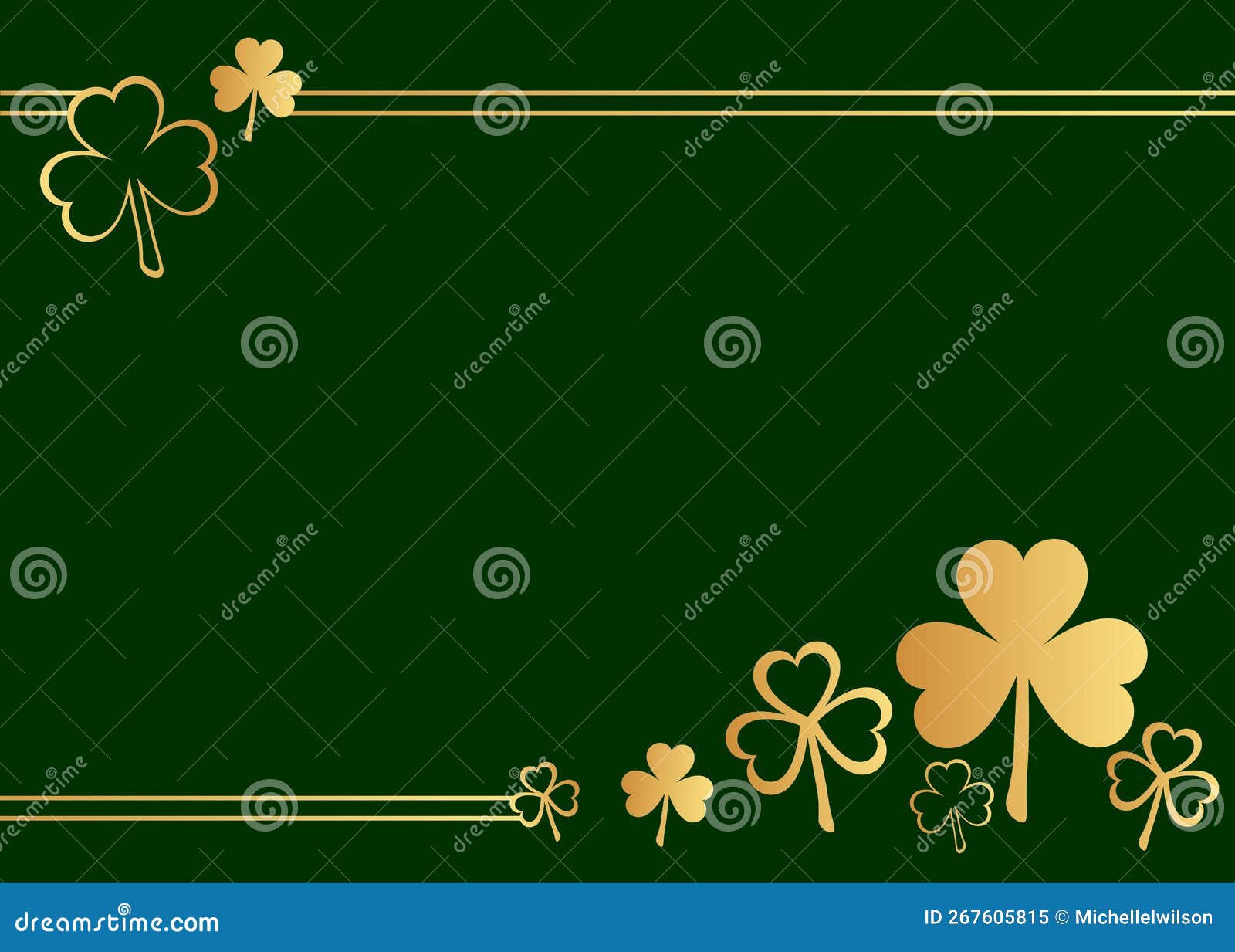A Golden Clover Border Design on Dark Green Stock Vector - Illustration ...