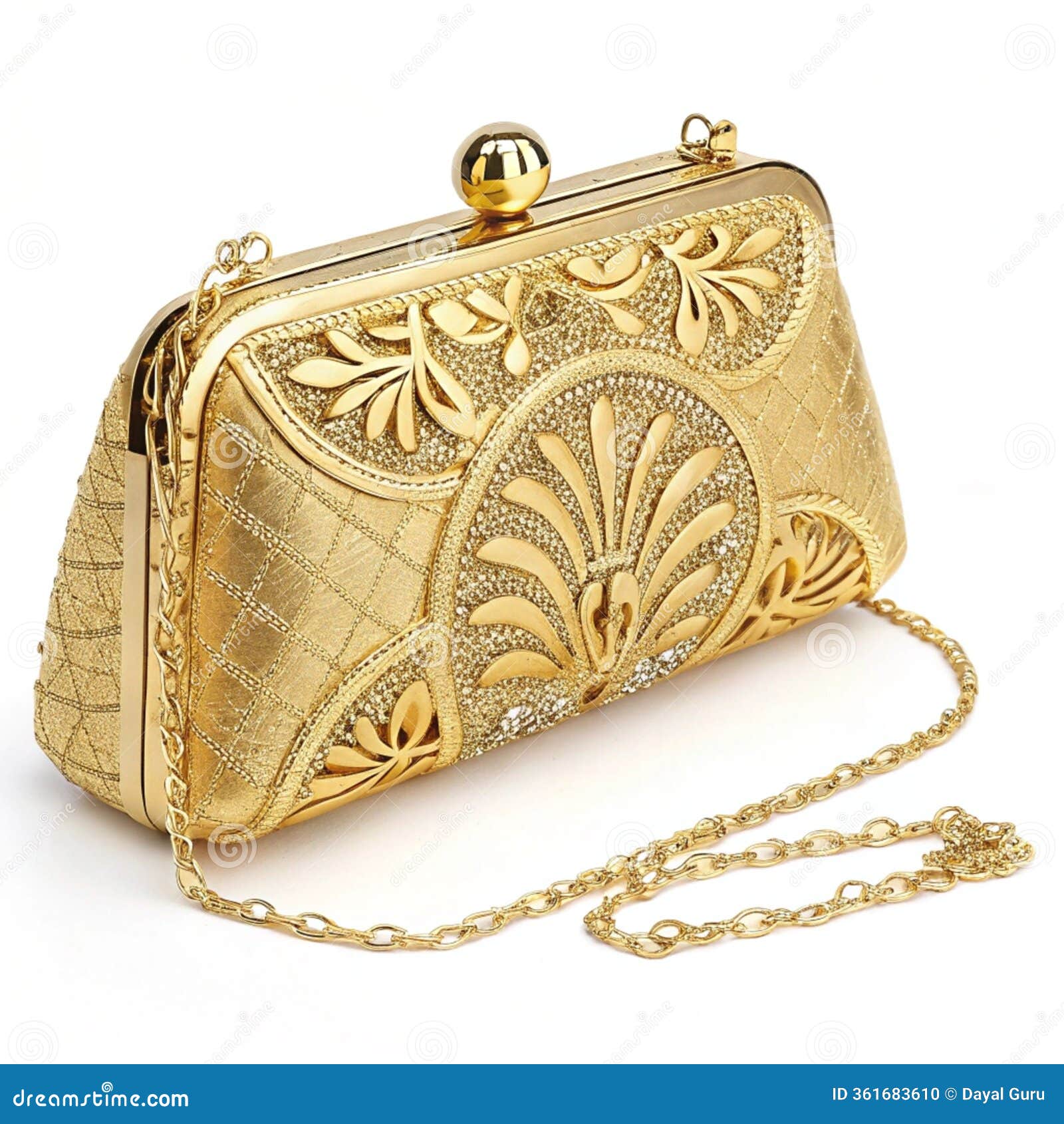 Golden Clutch Bag Isolated on Transparent Background Stock Illustration ...