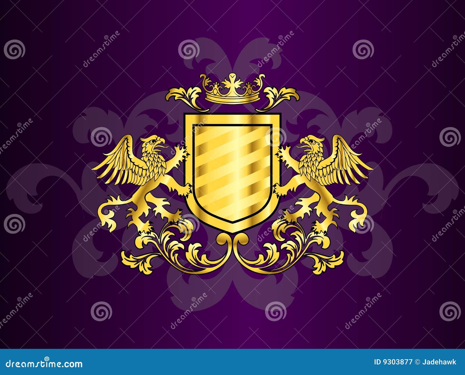 Golden Coat of Arms with Griffins Stock Vector - Illustration of ...