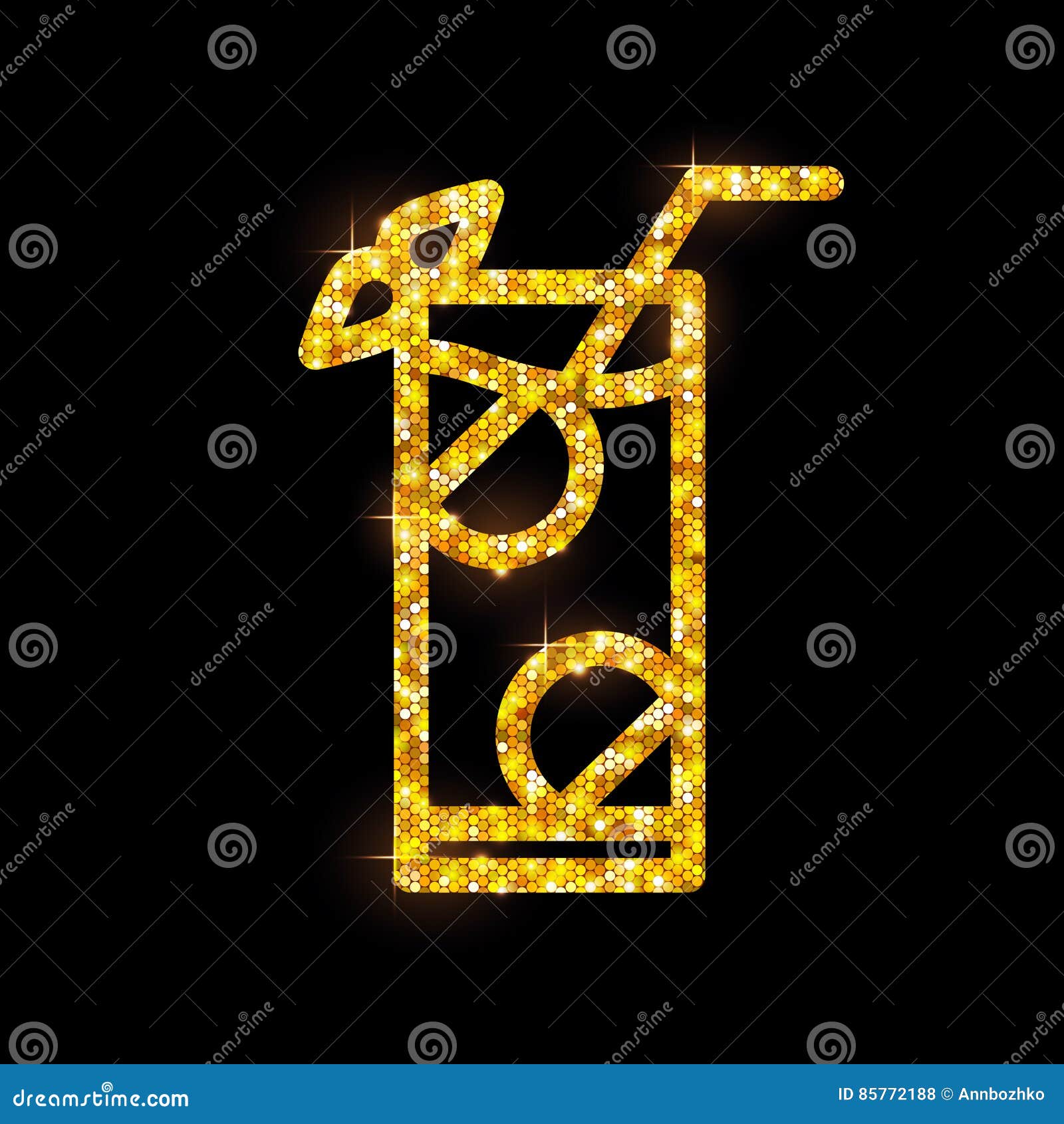 Golden Cocktail Mojito Flat Icon. Stock Vector - Illustration of mojito ...