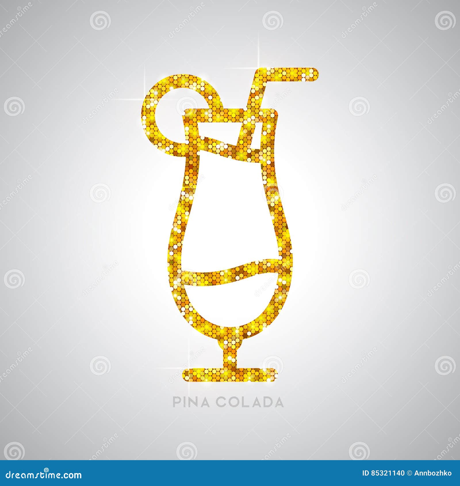 Golden Cocktail Pina Colada Flat Icon. Stock Vector - Illustration of ...