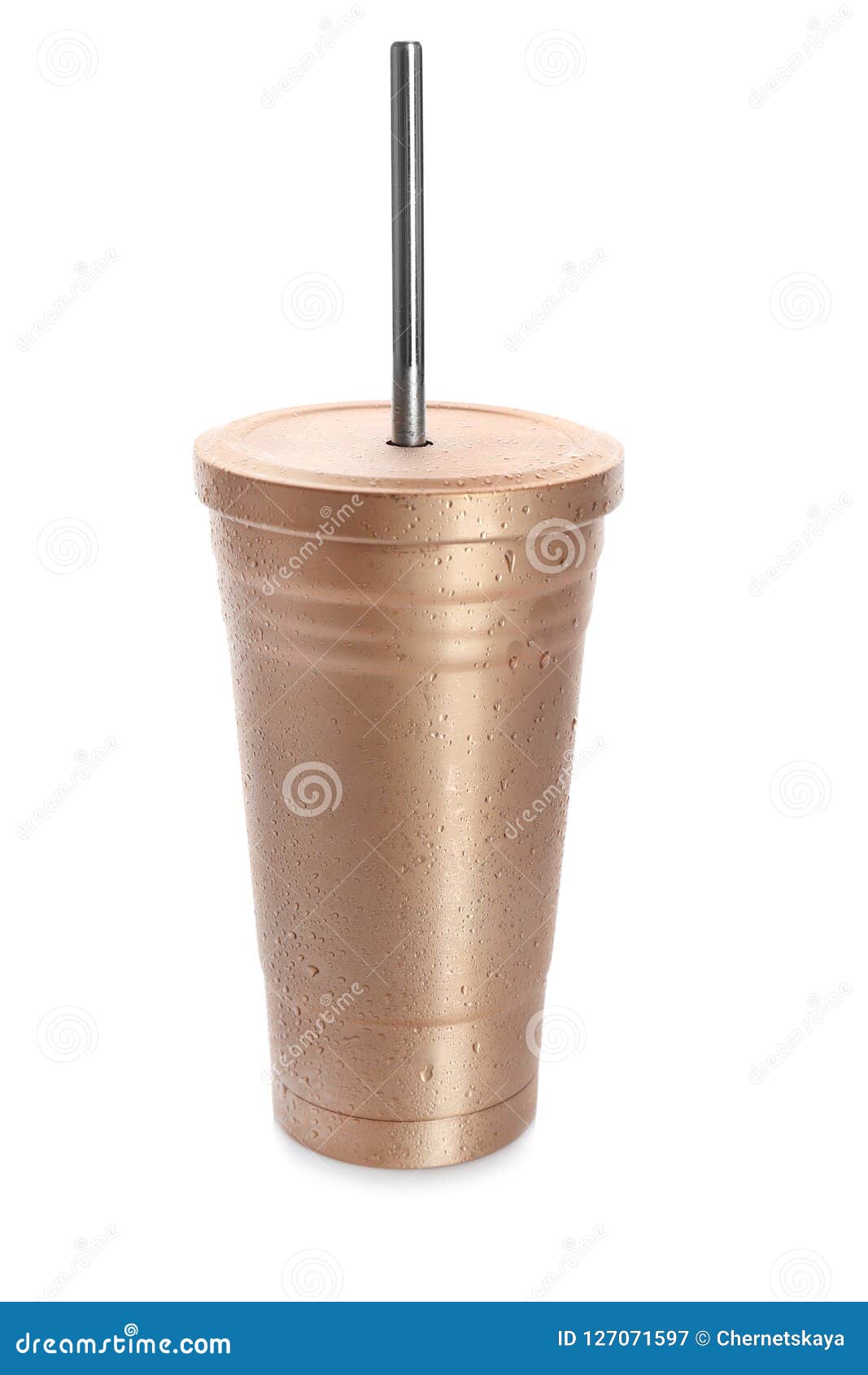 Golden Coffee Cup with Straw Stock Image - Image of drops, mockup ...