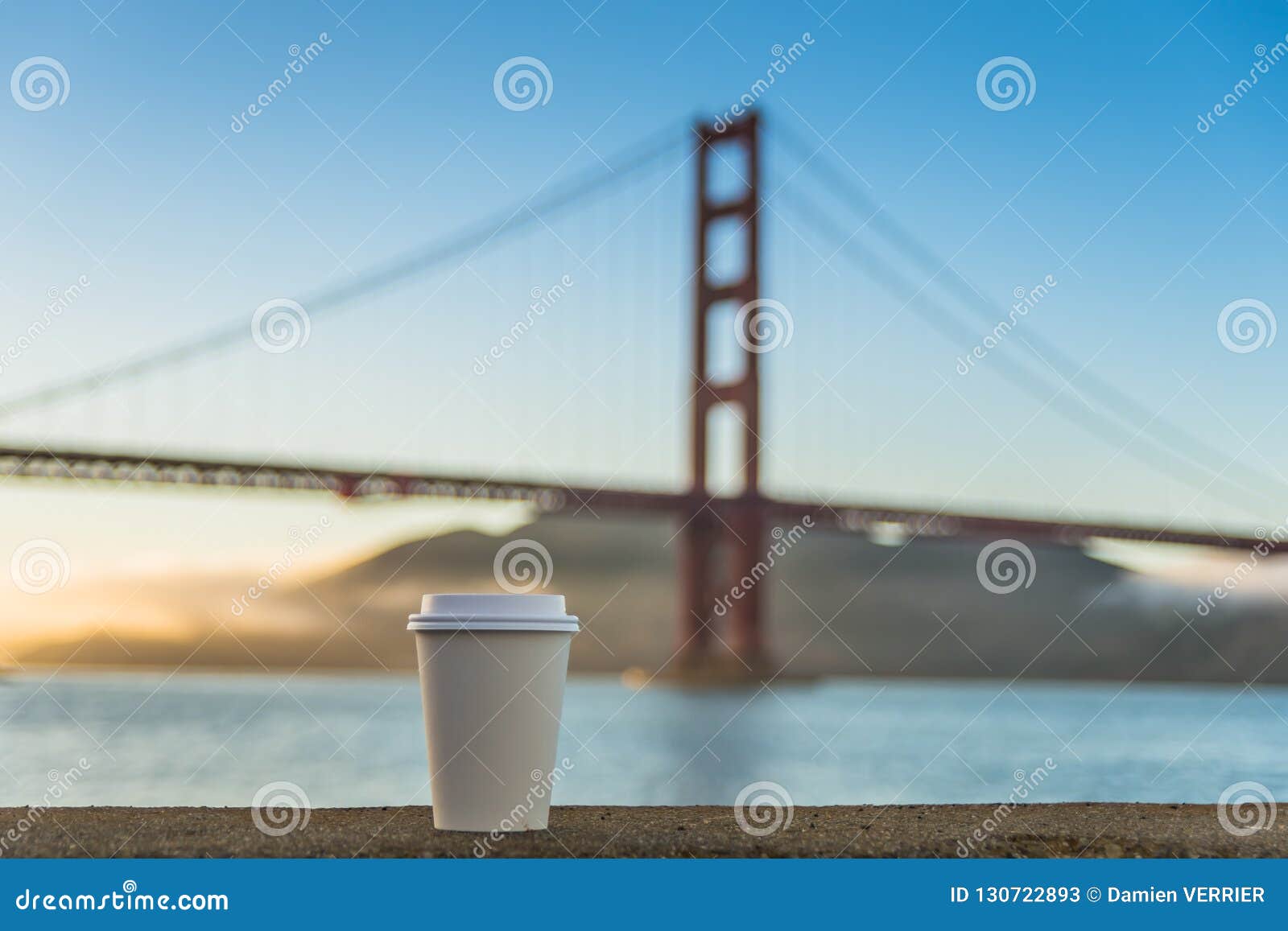 Golden Coffee at the Golden Gate Bridge of San Francisco Stock Image ...