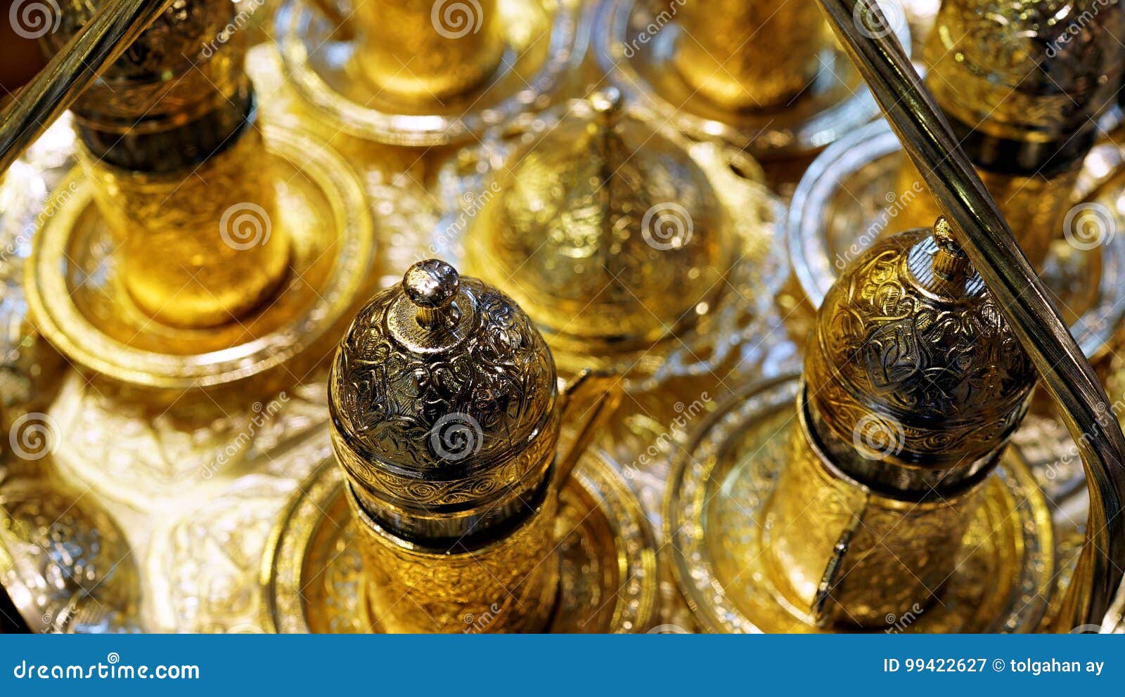 Golden coffee set stock image. Image of eminonu, bazaar - 99422627