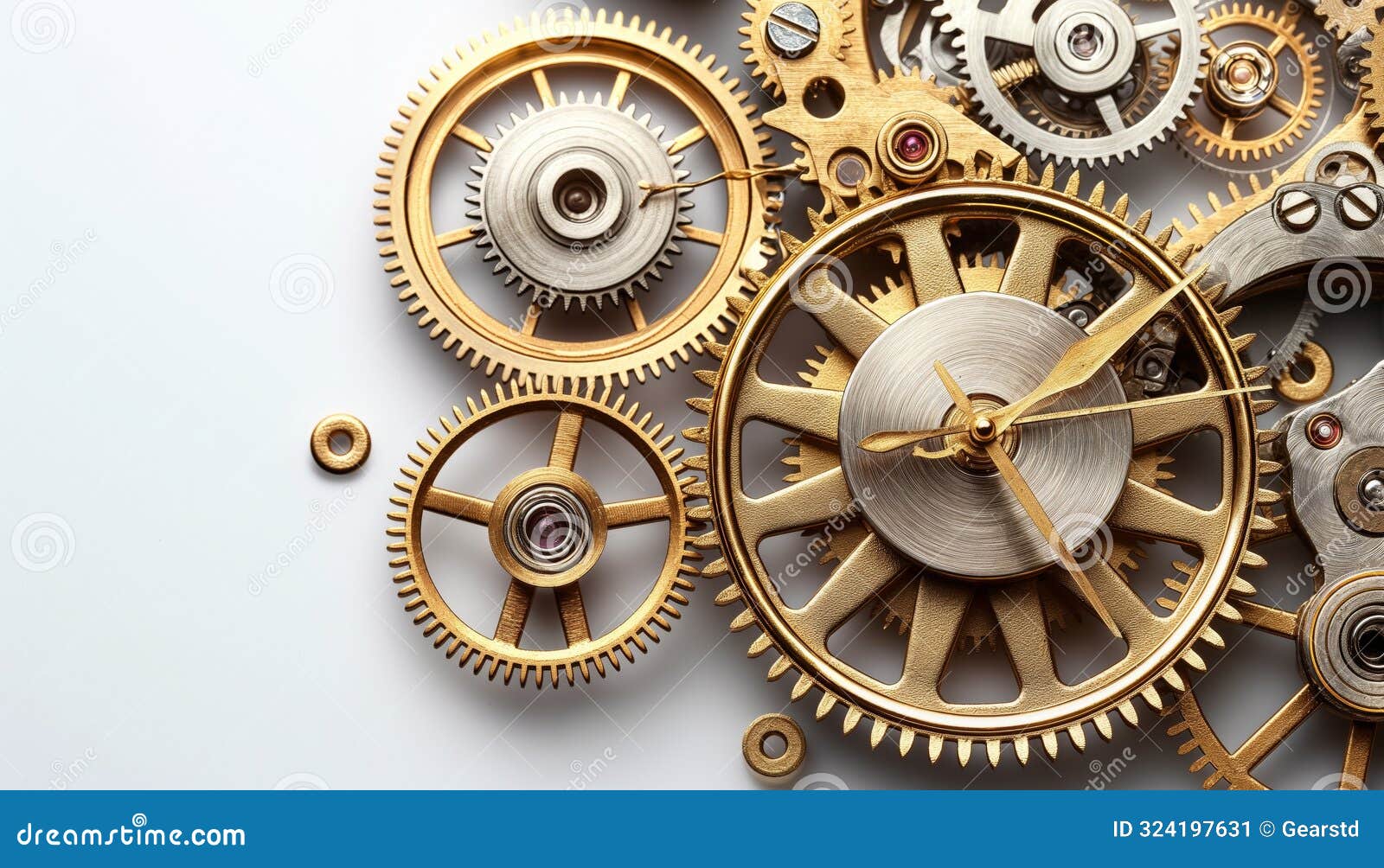 Golden Cogwheels Intertwined in Detailed Mechanical Setup. Stock Image ...