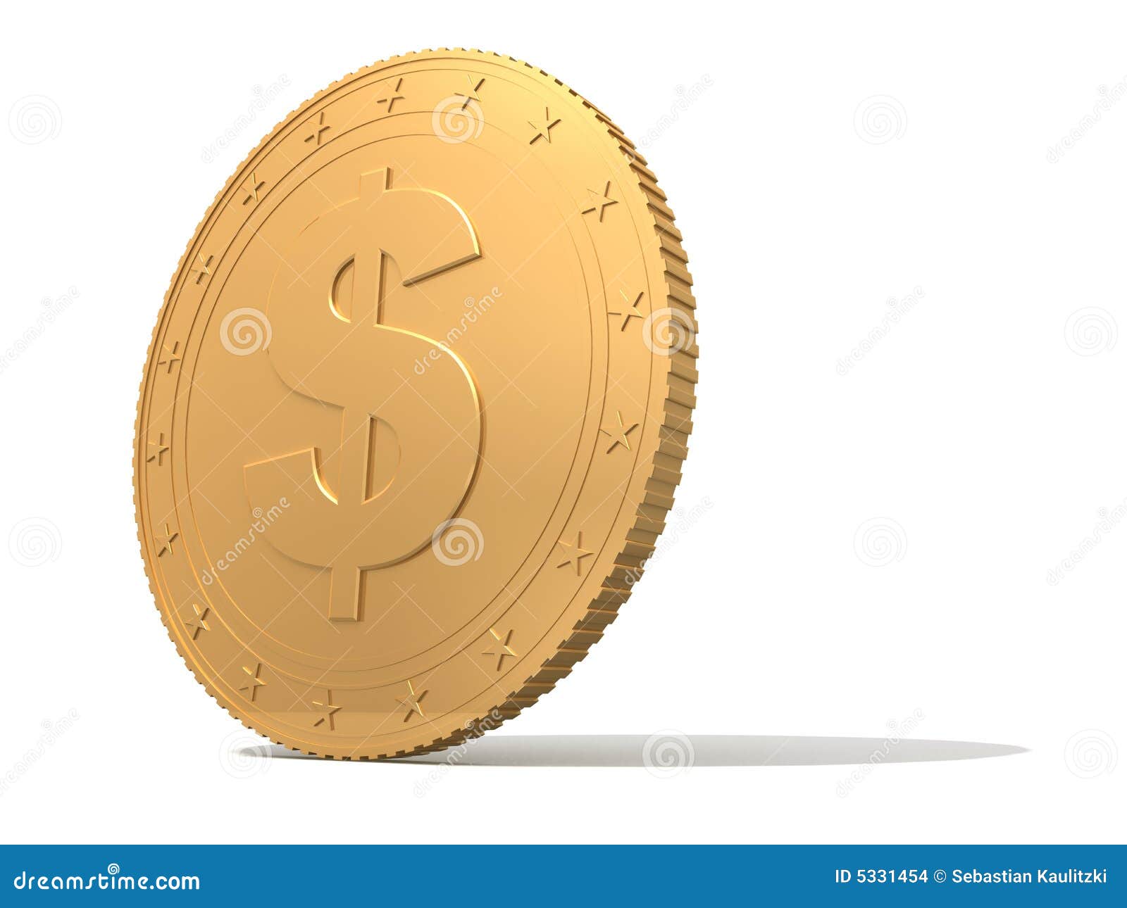 Golden Coin Front View And Different Position. Realistic Render Of ...