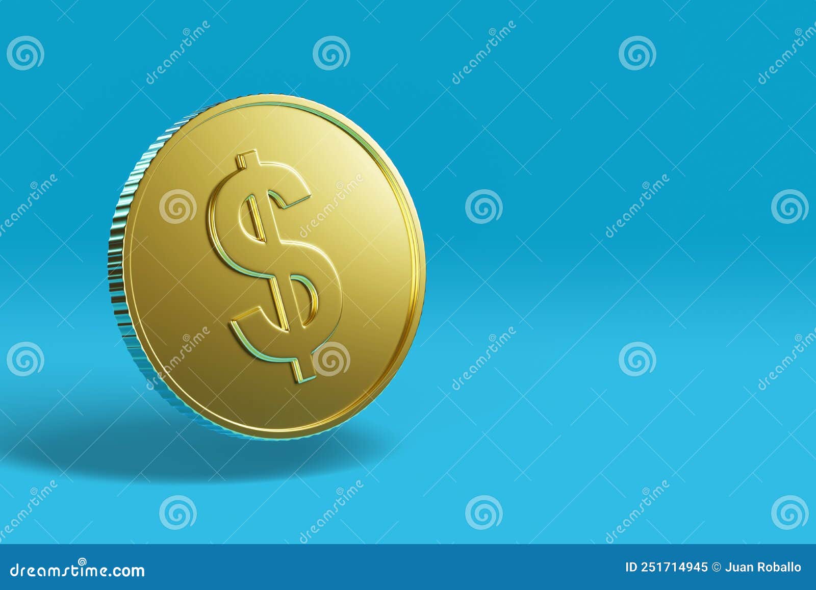 Golden Coin with Dollar Sign with Copy Space. 3d Illustration Stock ...