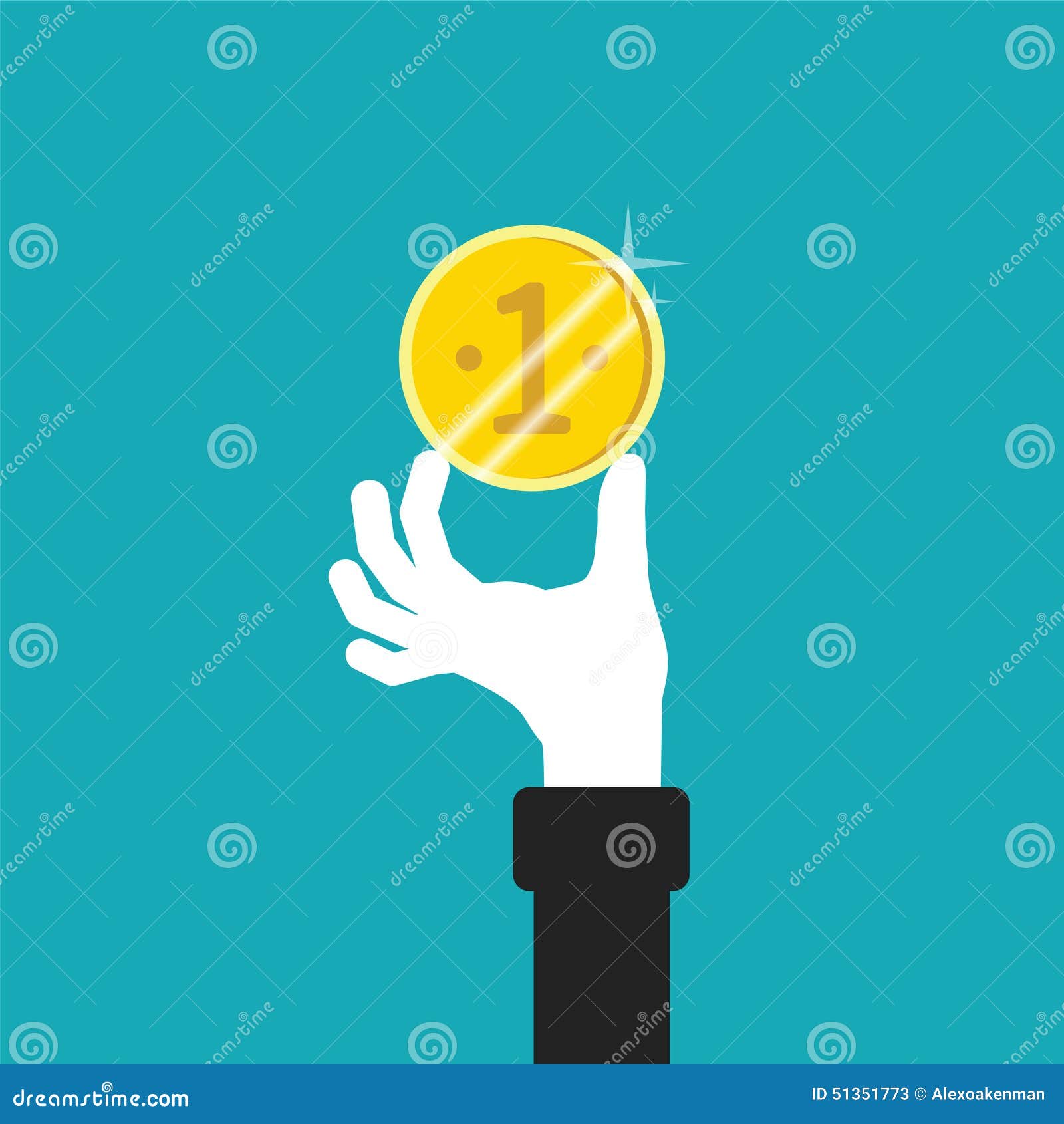 Coin In Hand. Vector Illustration Cartoon Pop Art Design ...