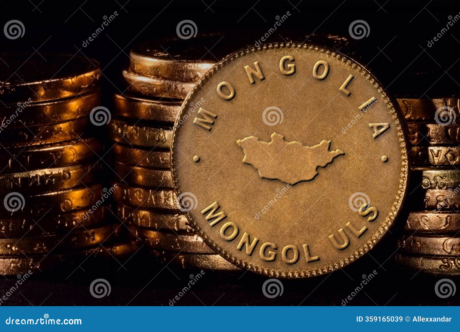Golden Coin with Map of Mongolia Stock Illustration - Illustration of ...