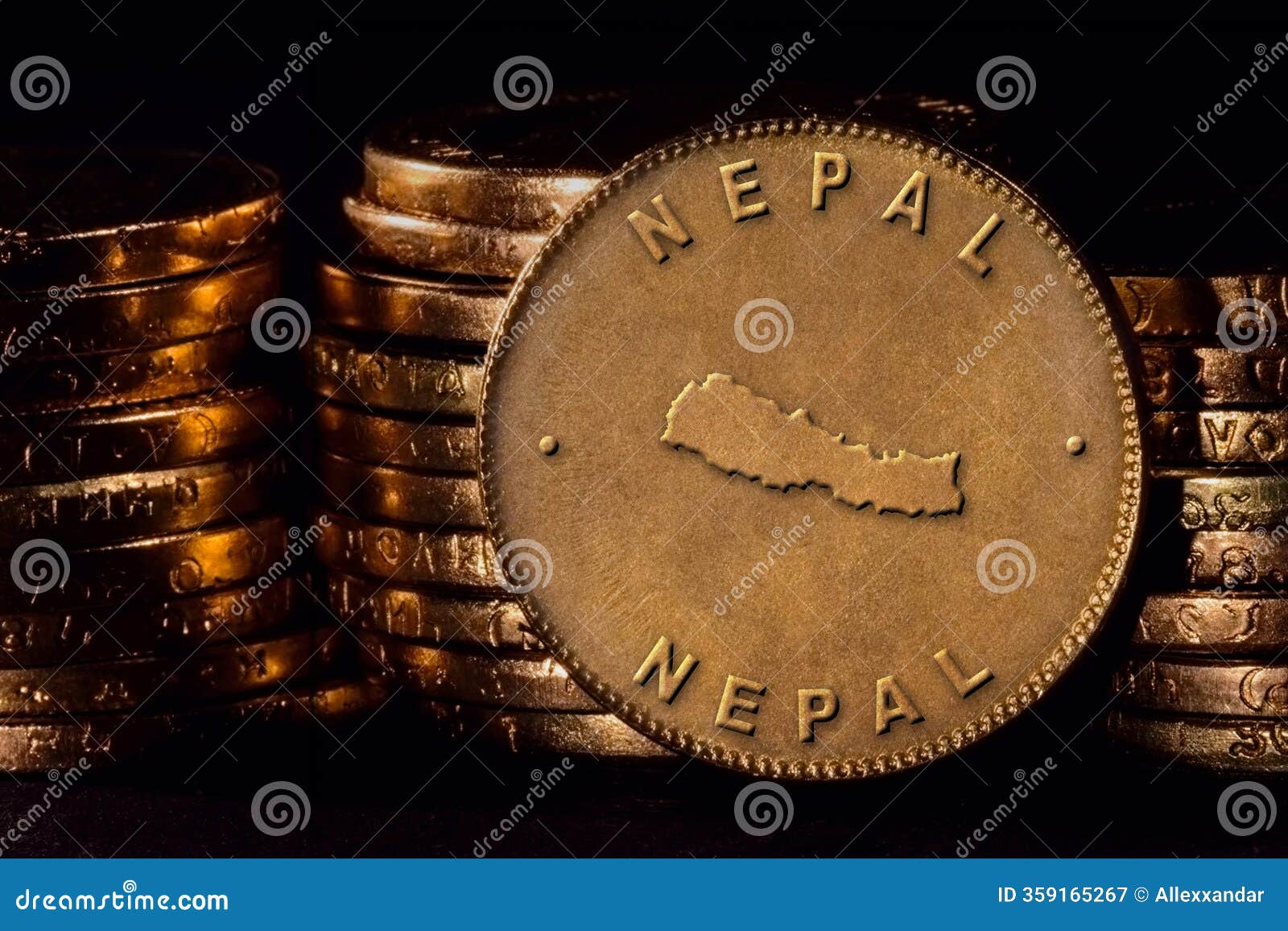 Golden Coin with Map of Nepal Stock Illustration - Illustration of ...