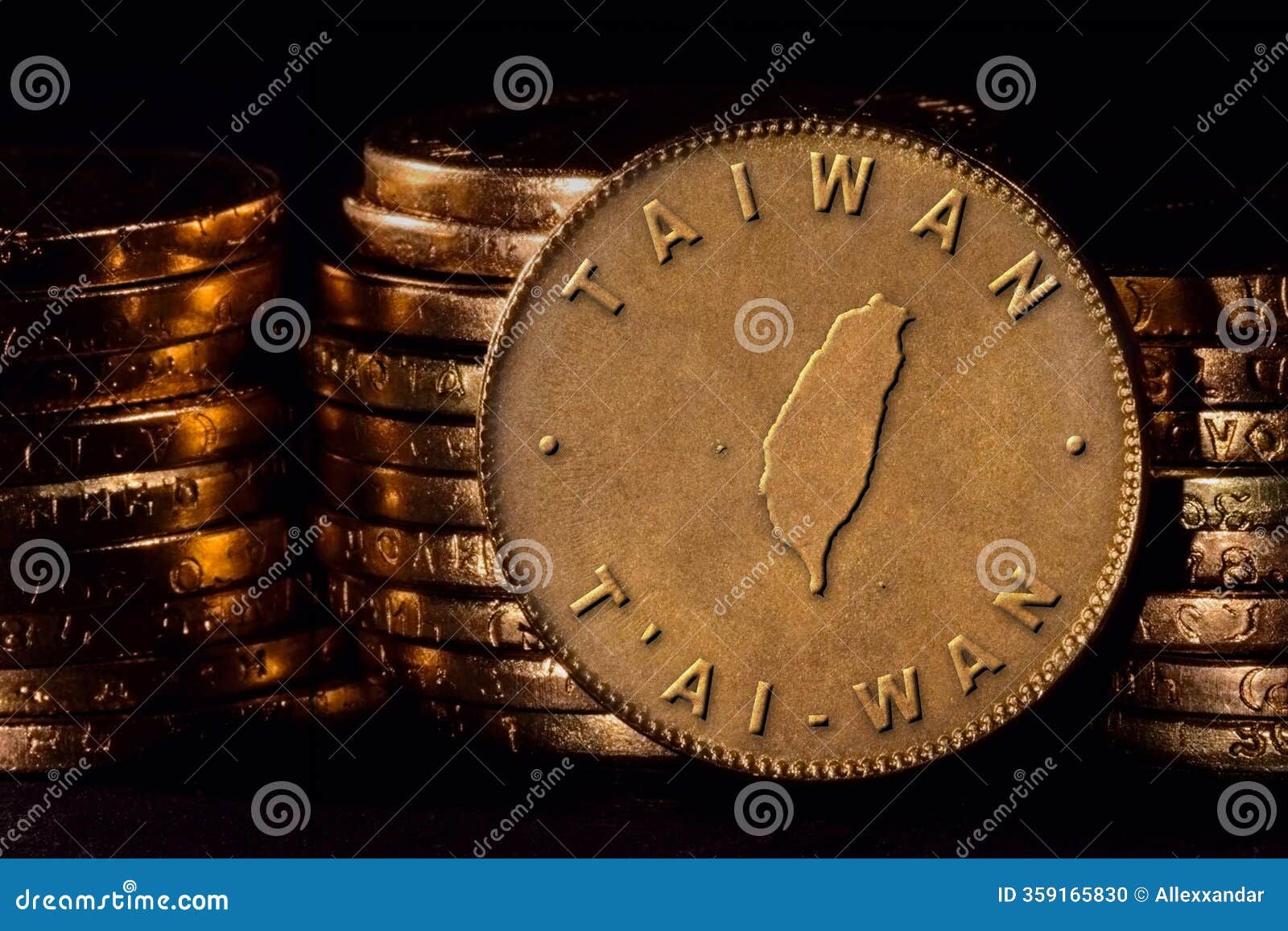 Golden Coin with Map of Taiwan Stock Illustration - Illustration of ...
