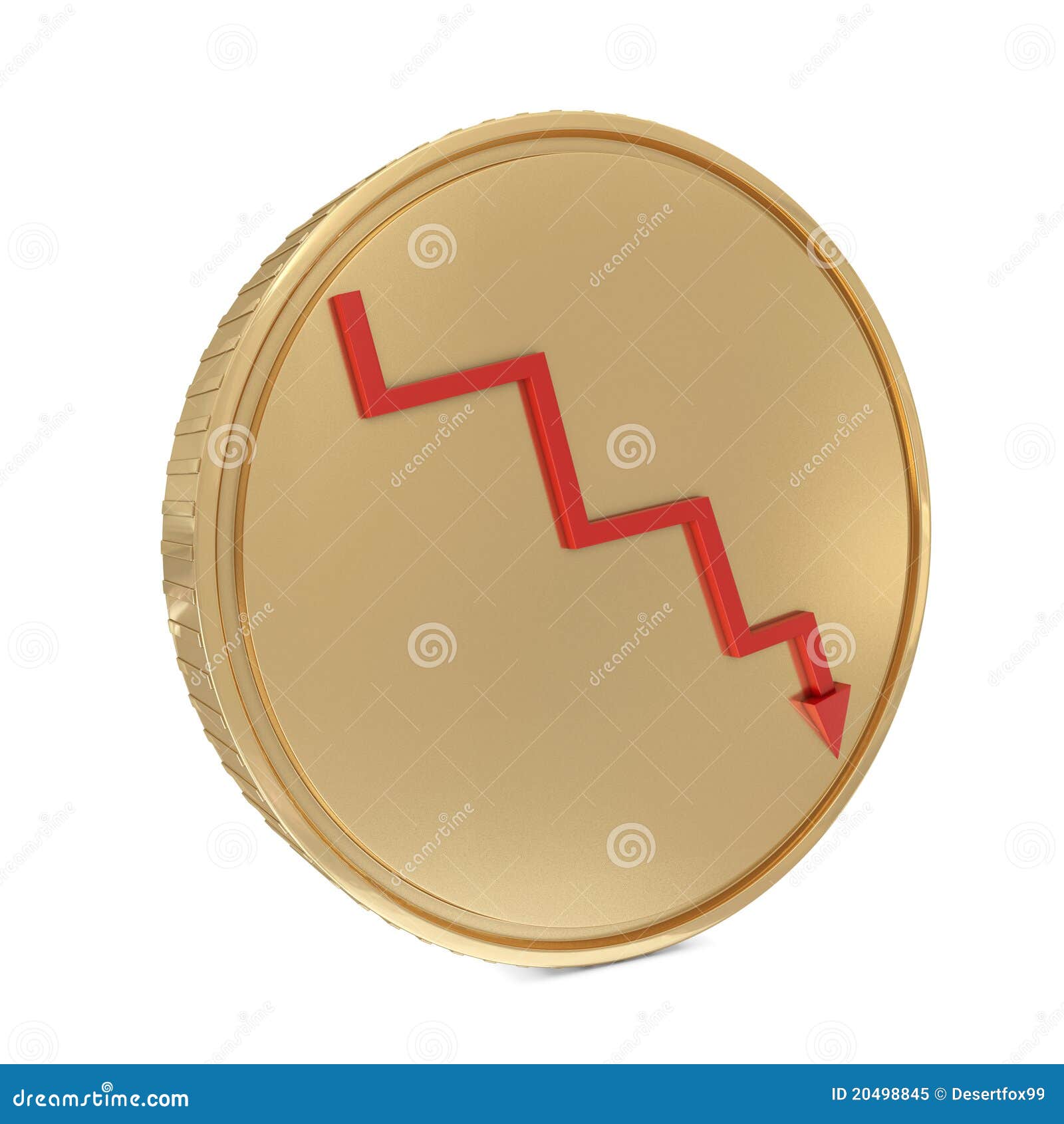 Golden coin with red line stock illustration. Illustration of golden ...
