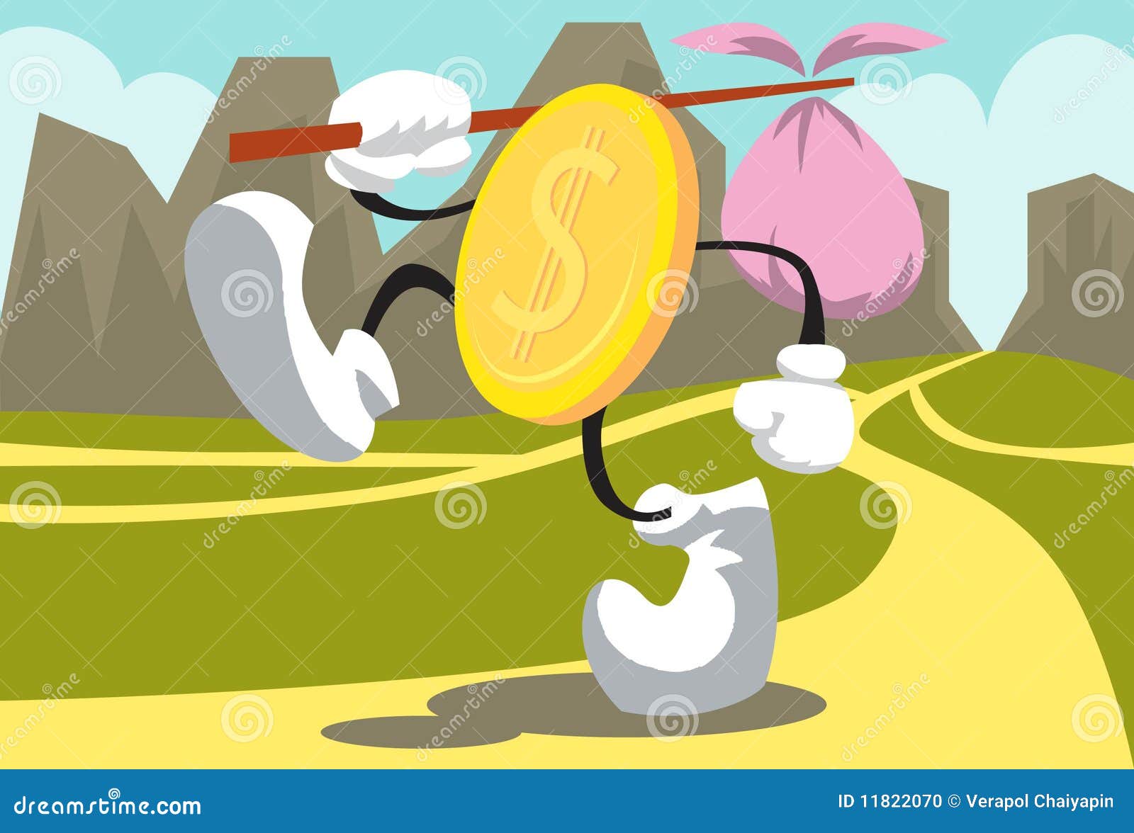 Golden Coin Walking stock illustration. Illustration of assets - 11822070