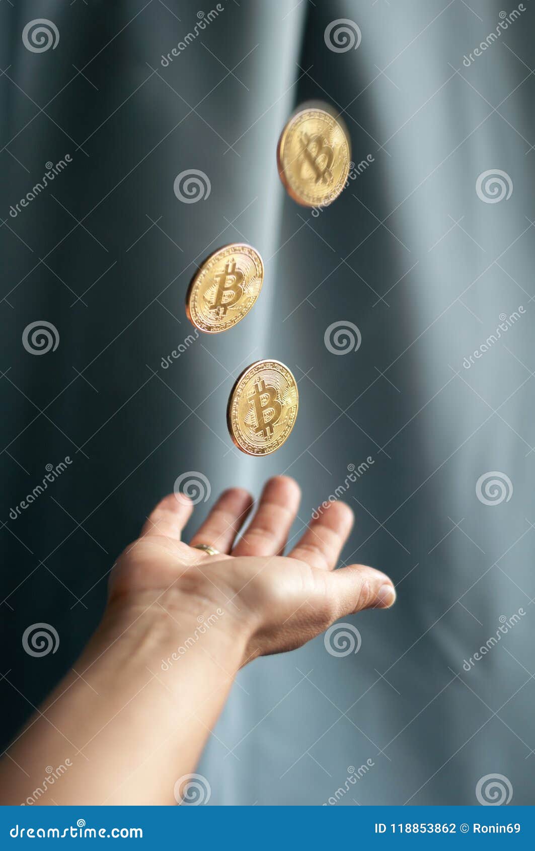 Golden bitcoin falling stock photo. Image of bitcoins - 118853862