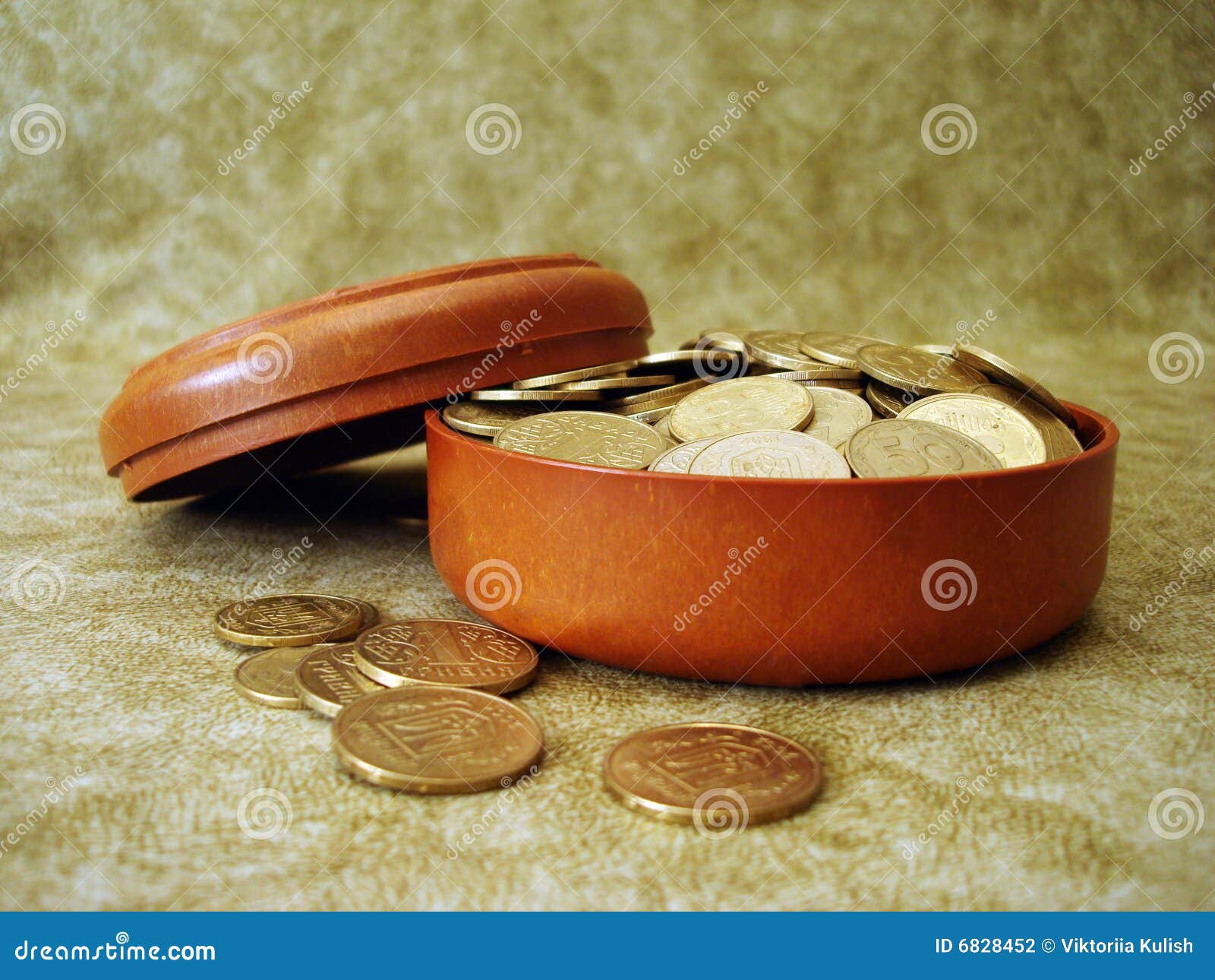 Golden coins in a box stock photo. Image of finance, metal - 6828452