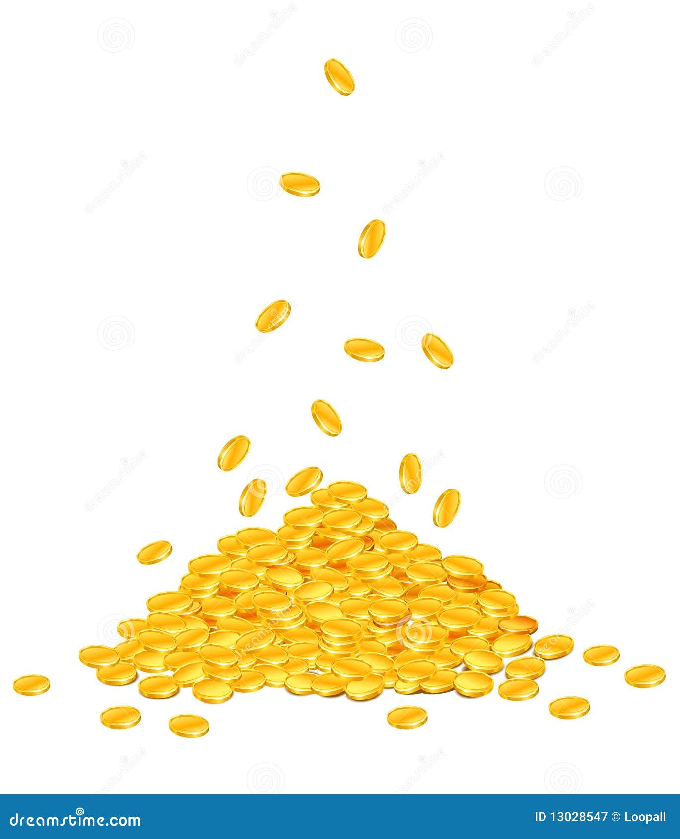 Golden Coins Dropping Down on Pile Stock Illustration - Illustration of ...