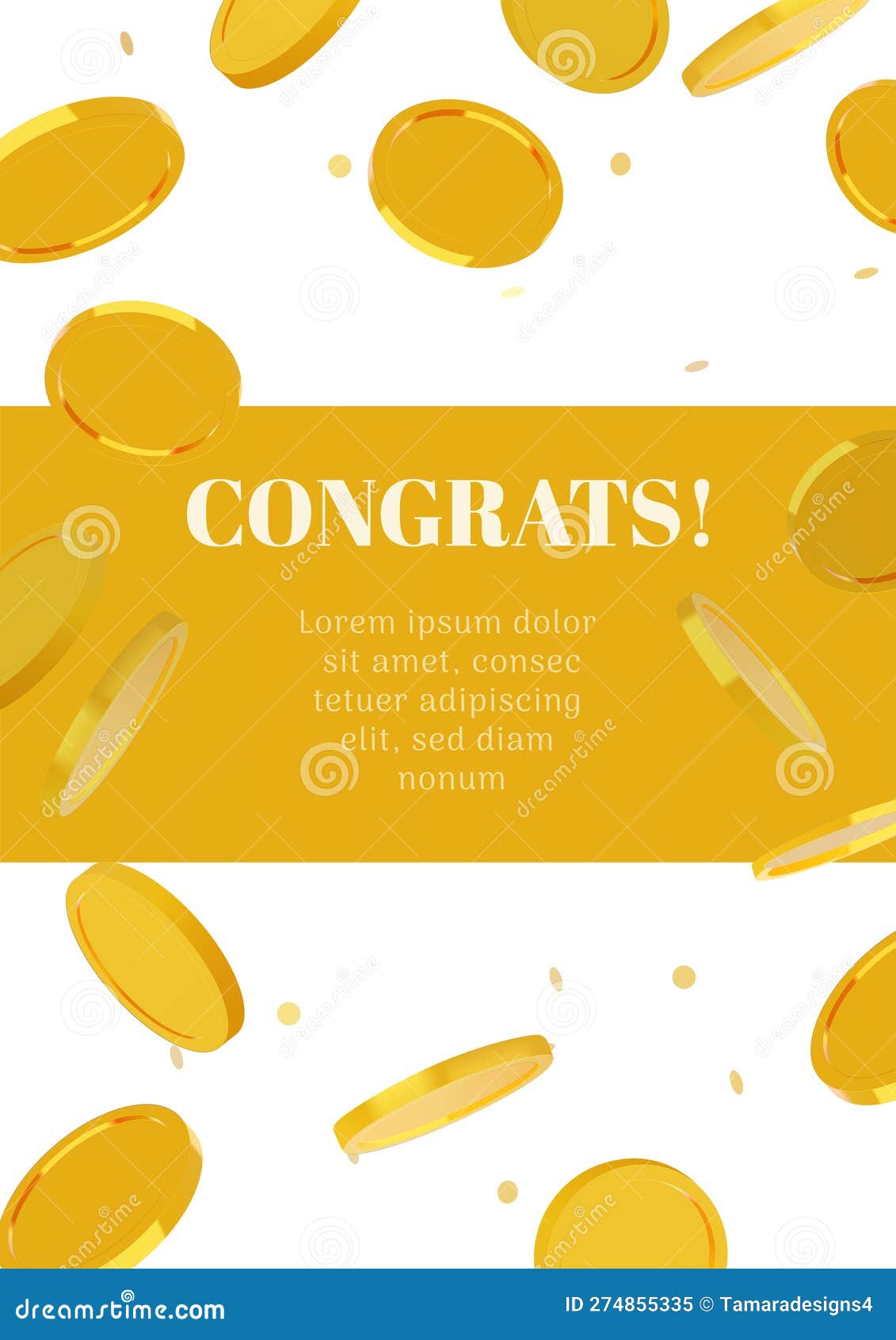 Golden Coins Falling Flyer Template Stock Vector - Illustration of ...