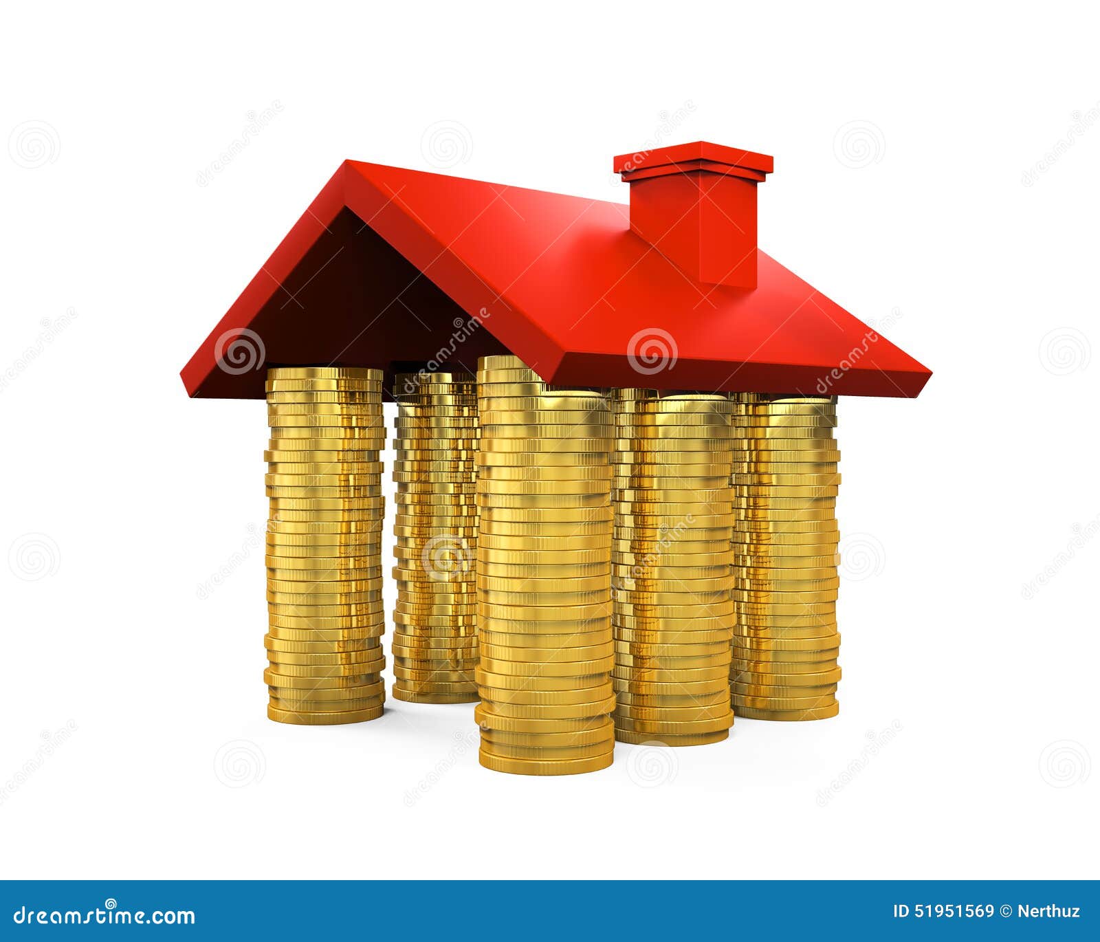 Golden Coins House stock illustration. Illustration of dollar - 51951569