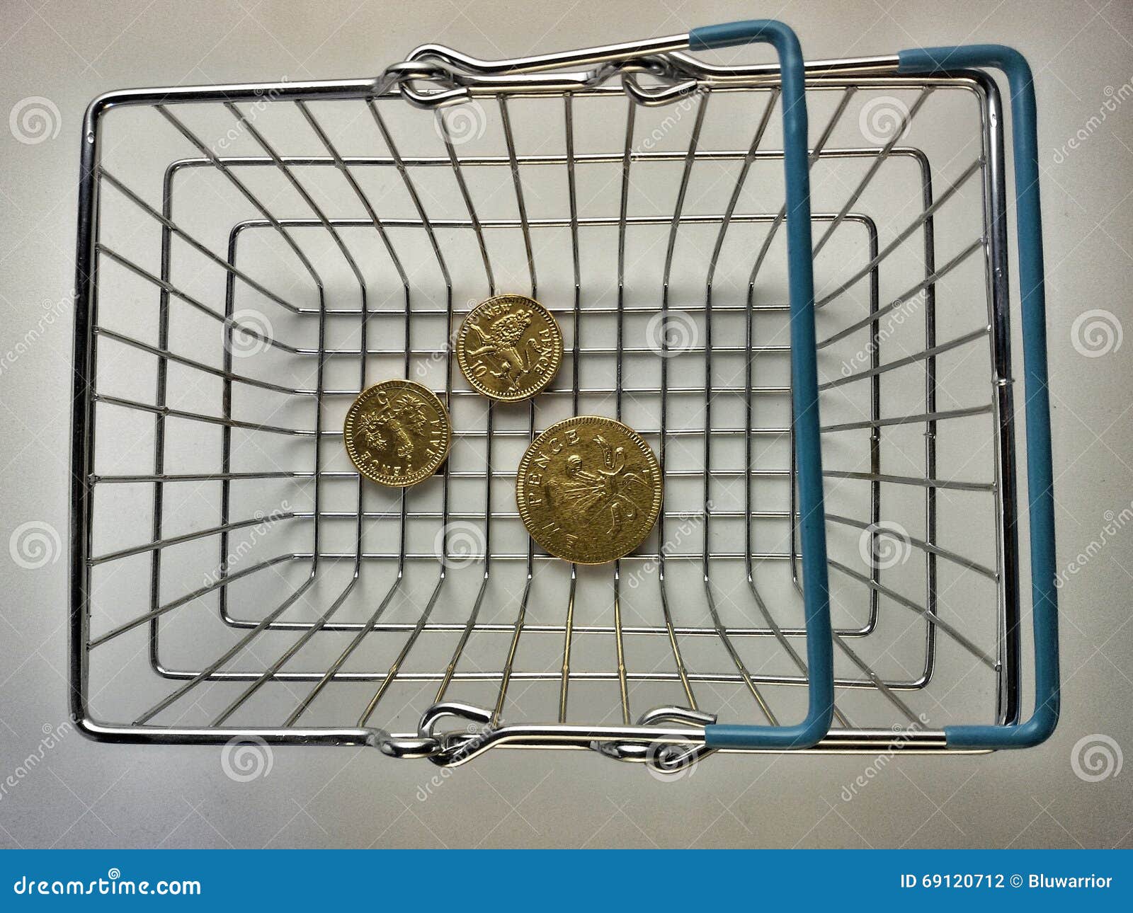 Golden Coins Inside Metallic Basket Stock Photo - Image of money ...
