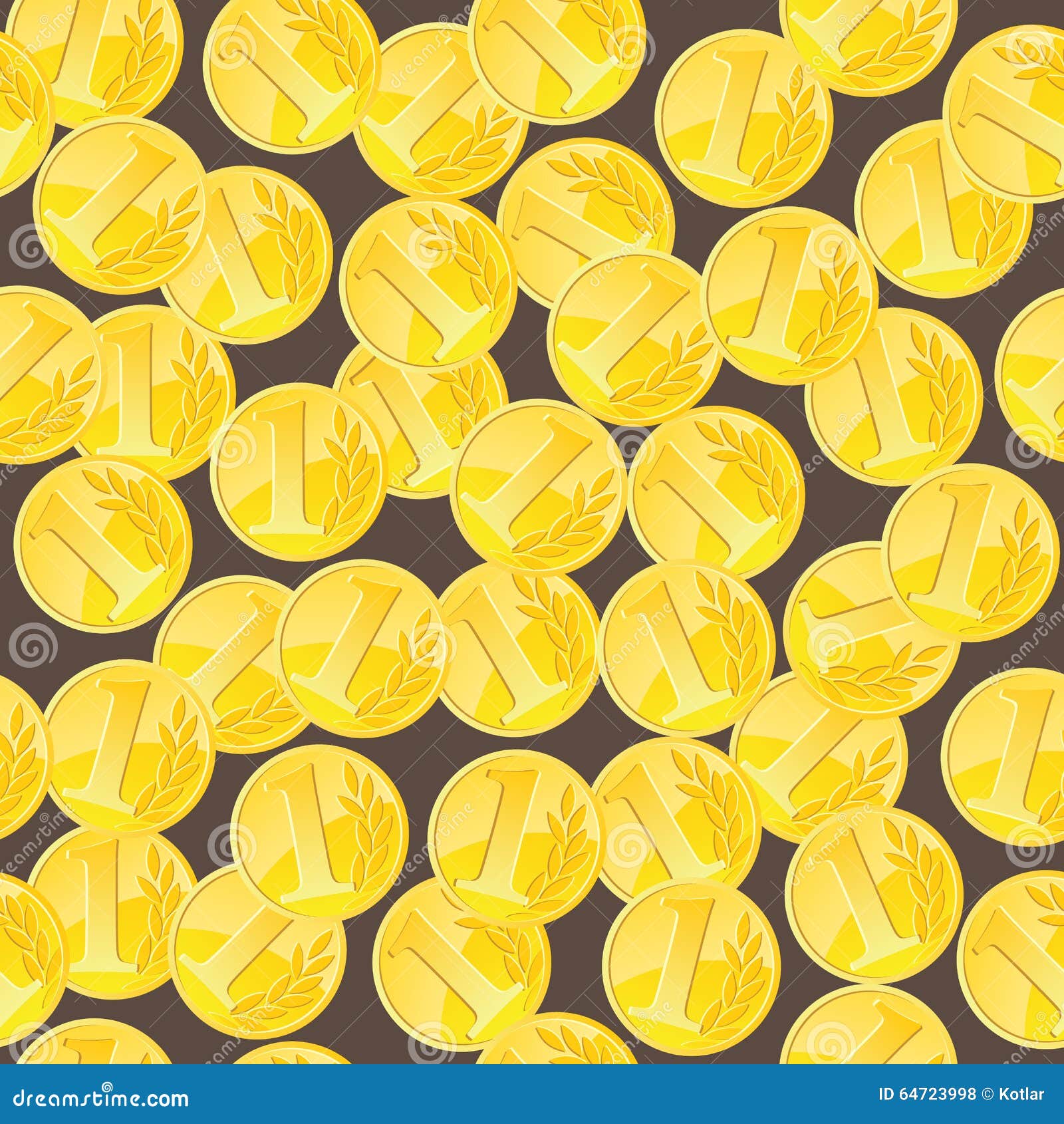 Golden Coins Seamless Pattern Stock Vector - Illustration of metal ...