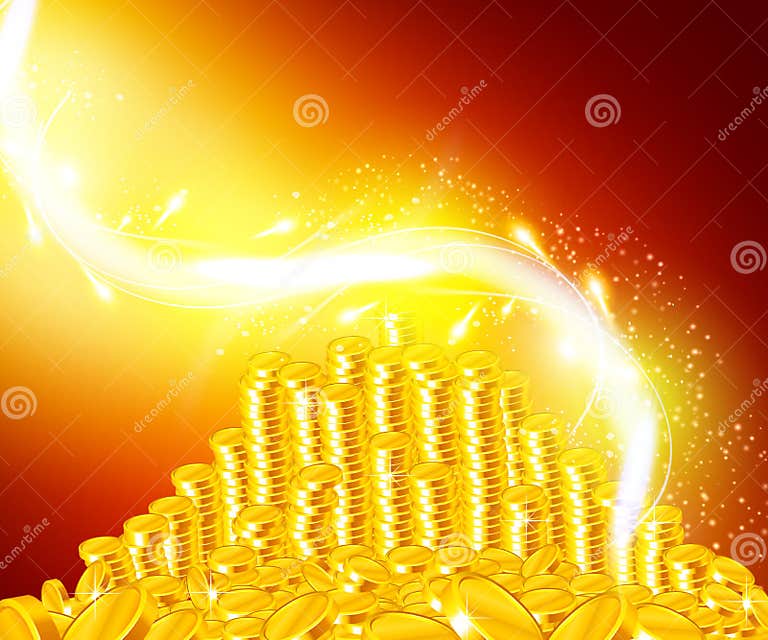 Golden coins stack stock illustration. Illustration of concept - 44903425